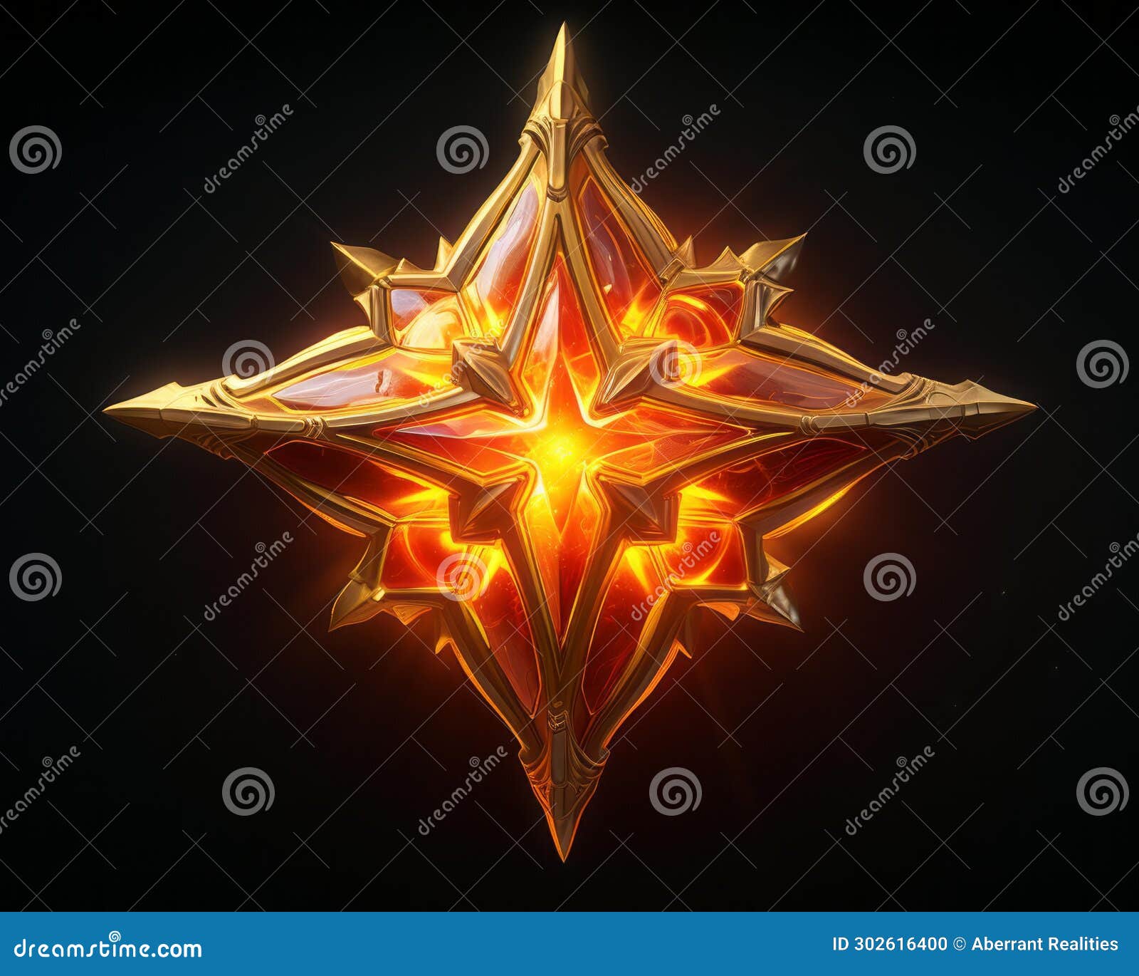 A Golden Star with Flames Coming Out of it Stock Illustration ...