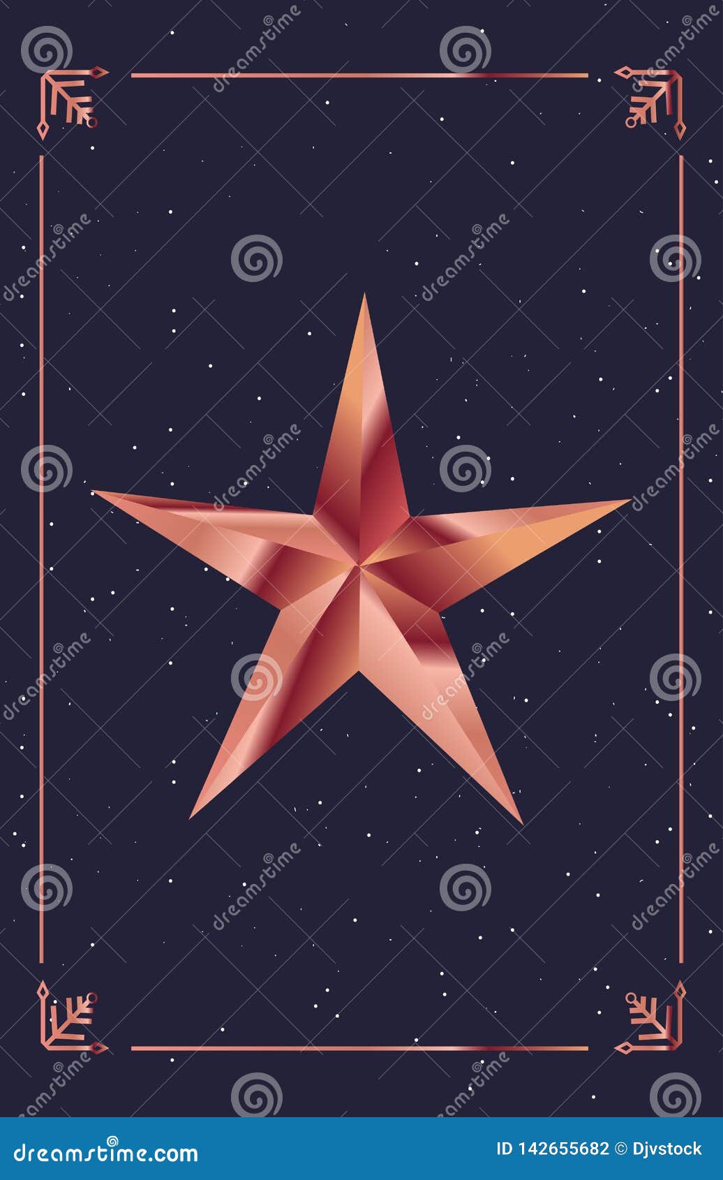 Golden Star Frame Decoration Dark Background Stock Vector ...