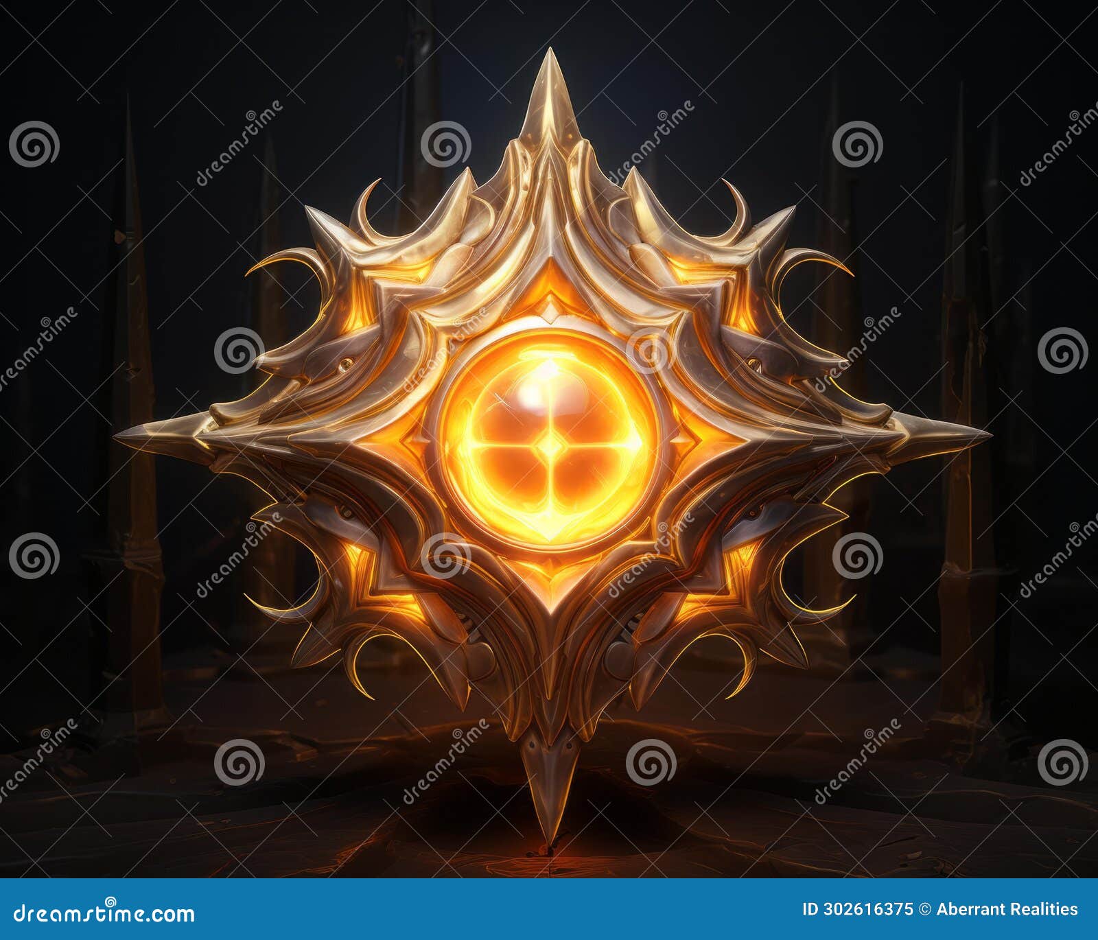 A Golden Star with a Glowing Orb in the Center Stock Illustration ...