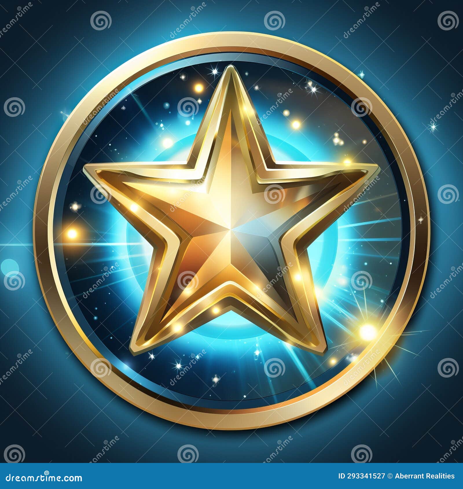 A Golden Star Icon on a Dark Blue Background Stock Image - Image of ...