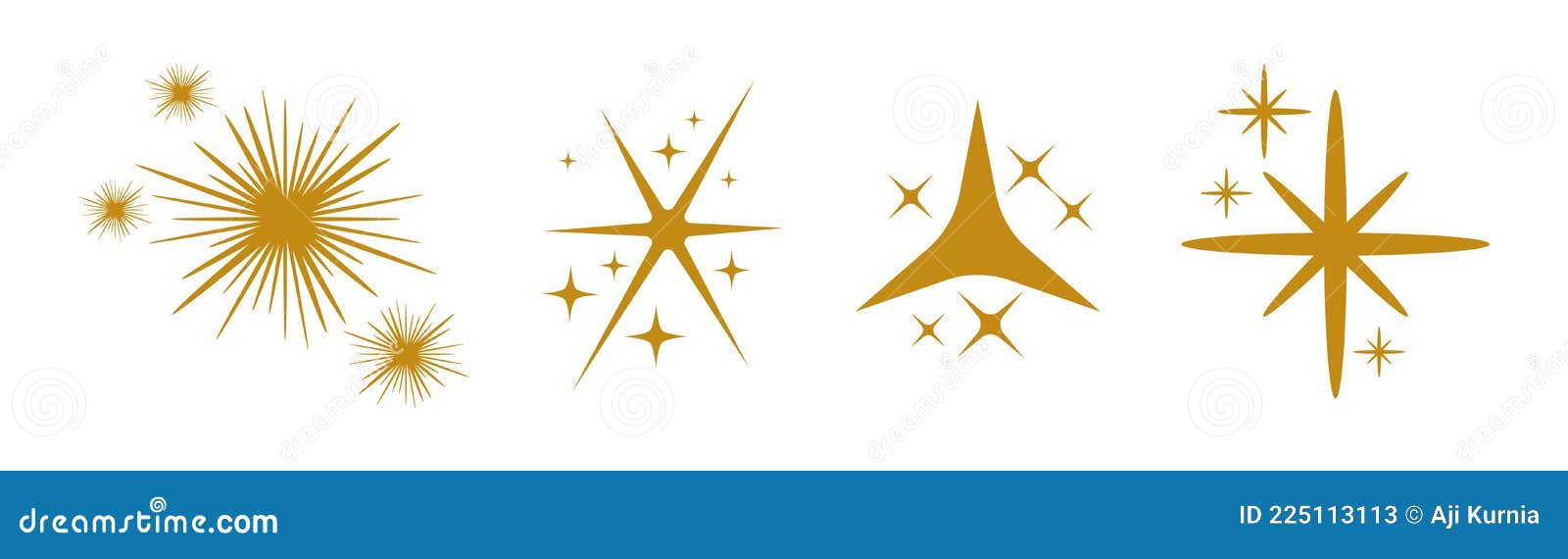Set of Golden Star Icon Shapes Classic Collection Flat Design Vector ...