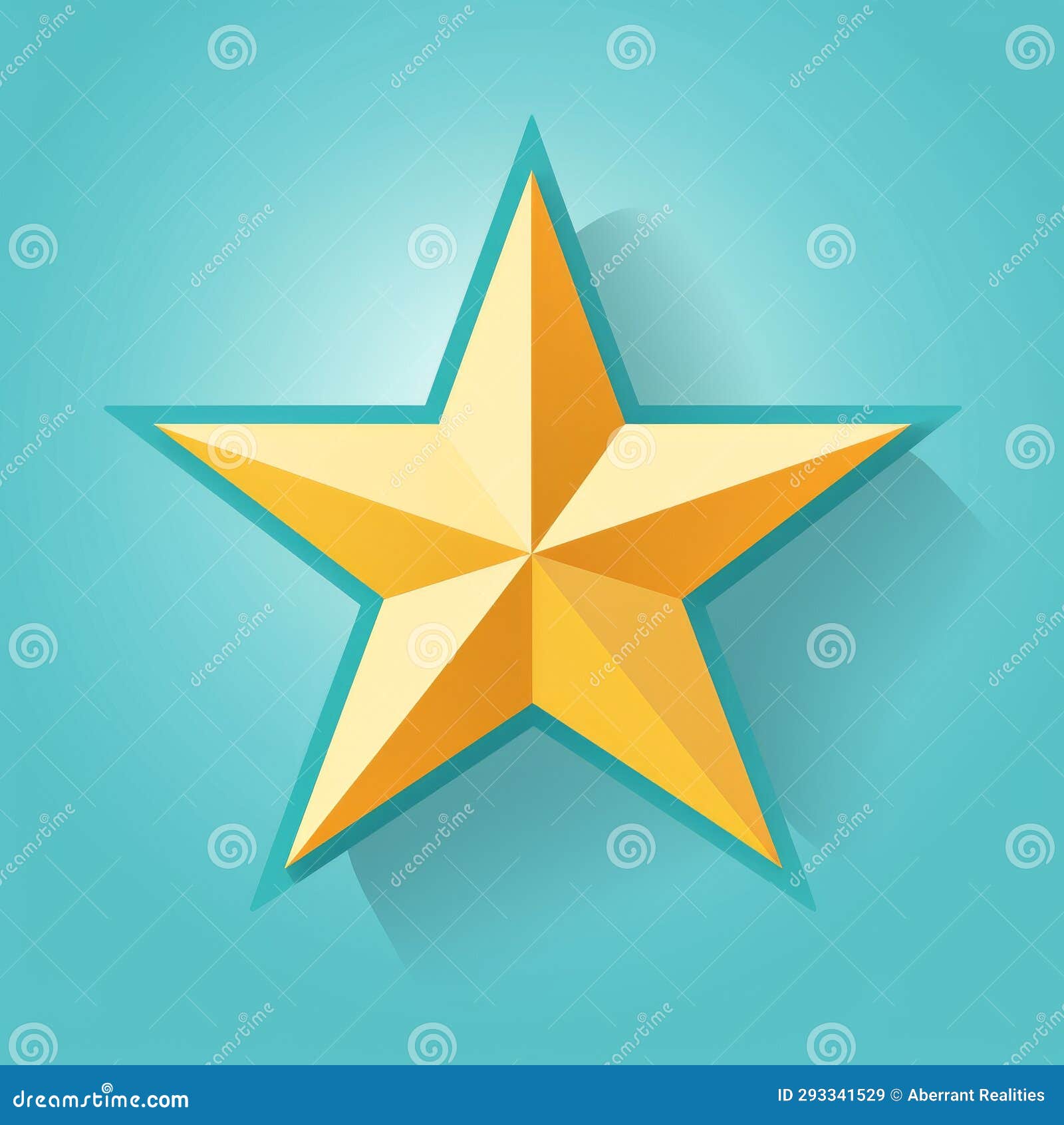 A Golden Star Icon on a Turquoise Background Stock Illustration ...