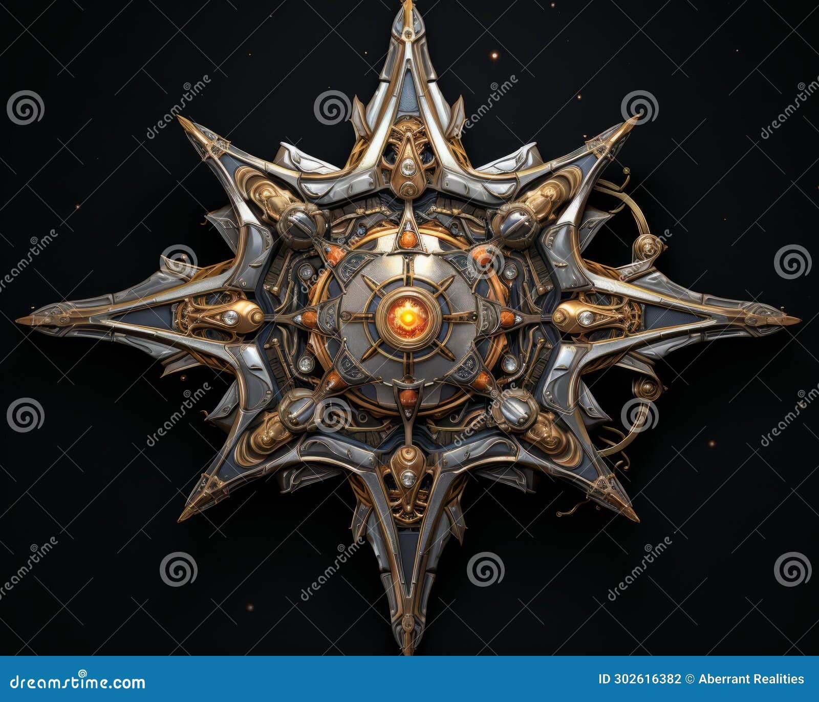 A Golden Star with an Intricate Design on it Stock Illustration ...