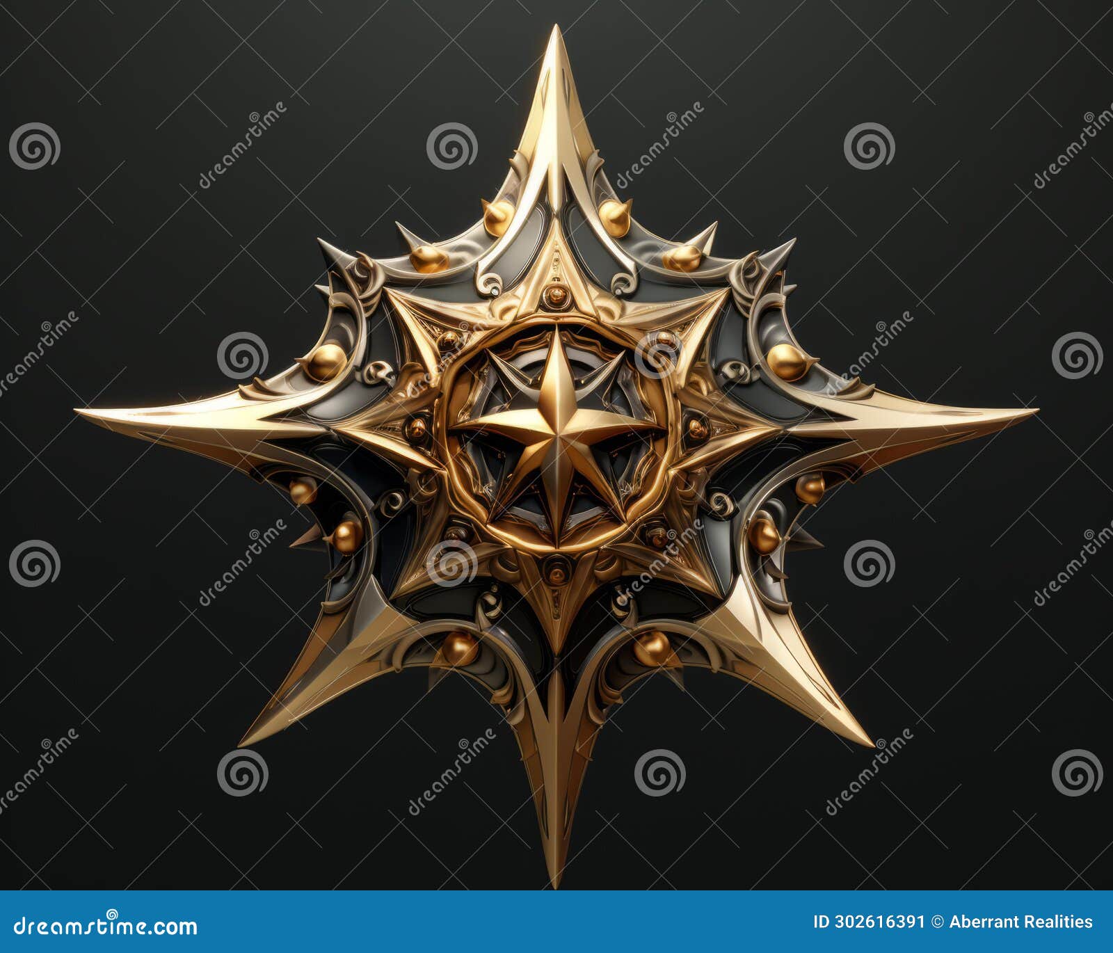 A Golden Star with an Intricate Design on it Stock Image - Image of ...