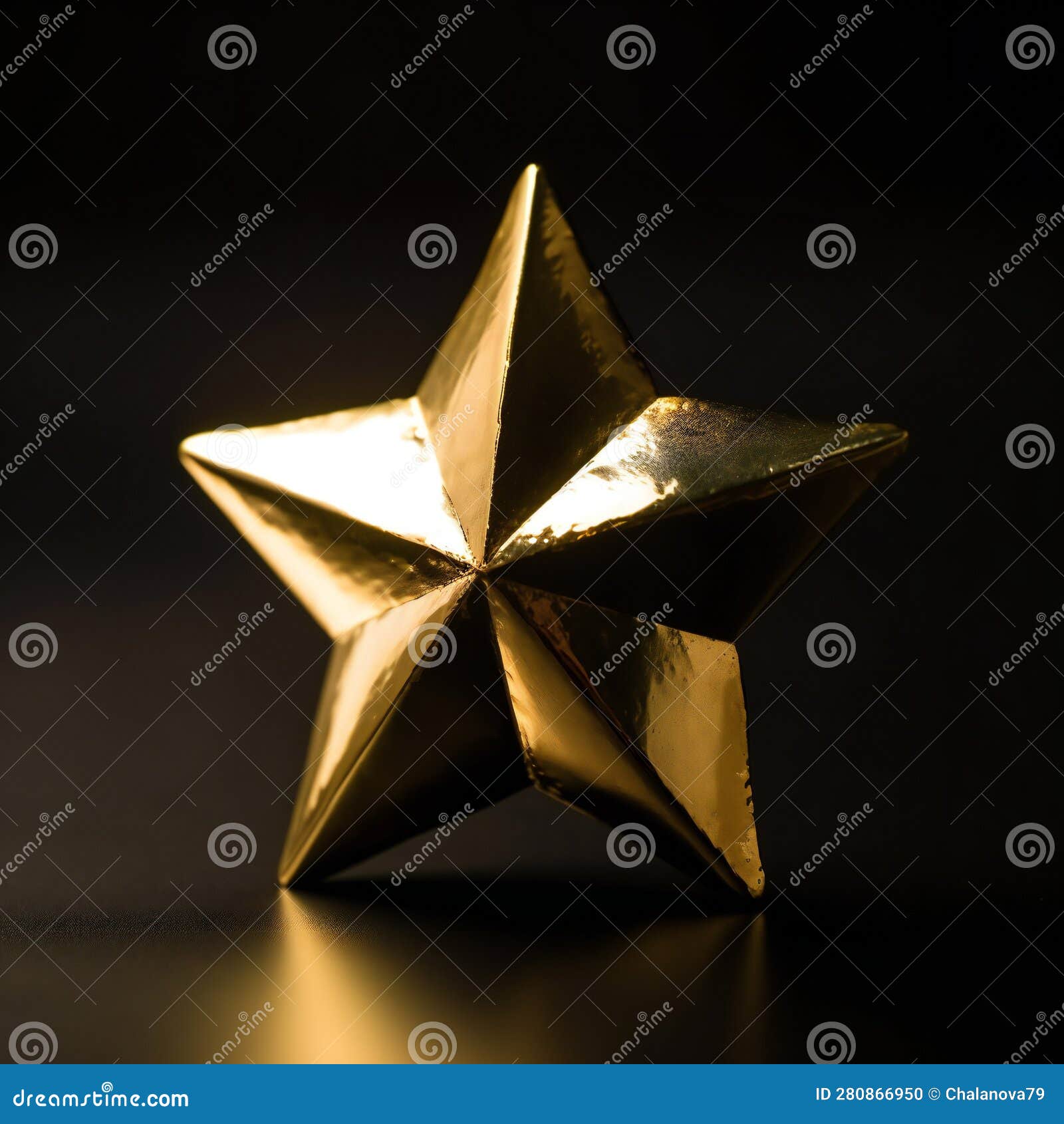 Golden Star Isolated on Black Background. Close-Up. Generative Ai Stock ...