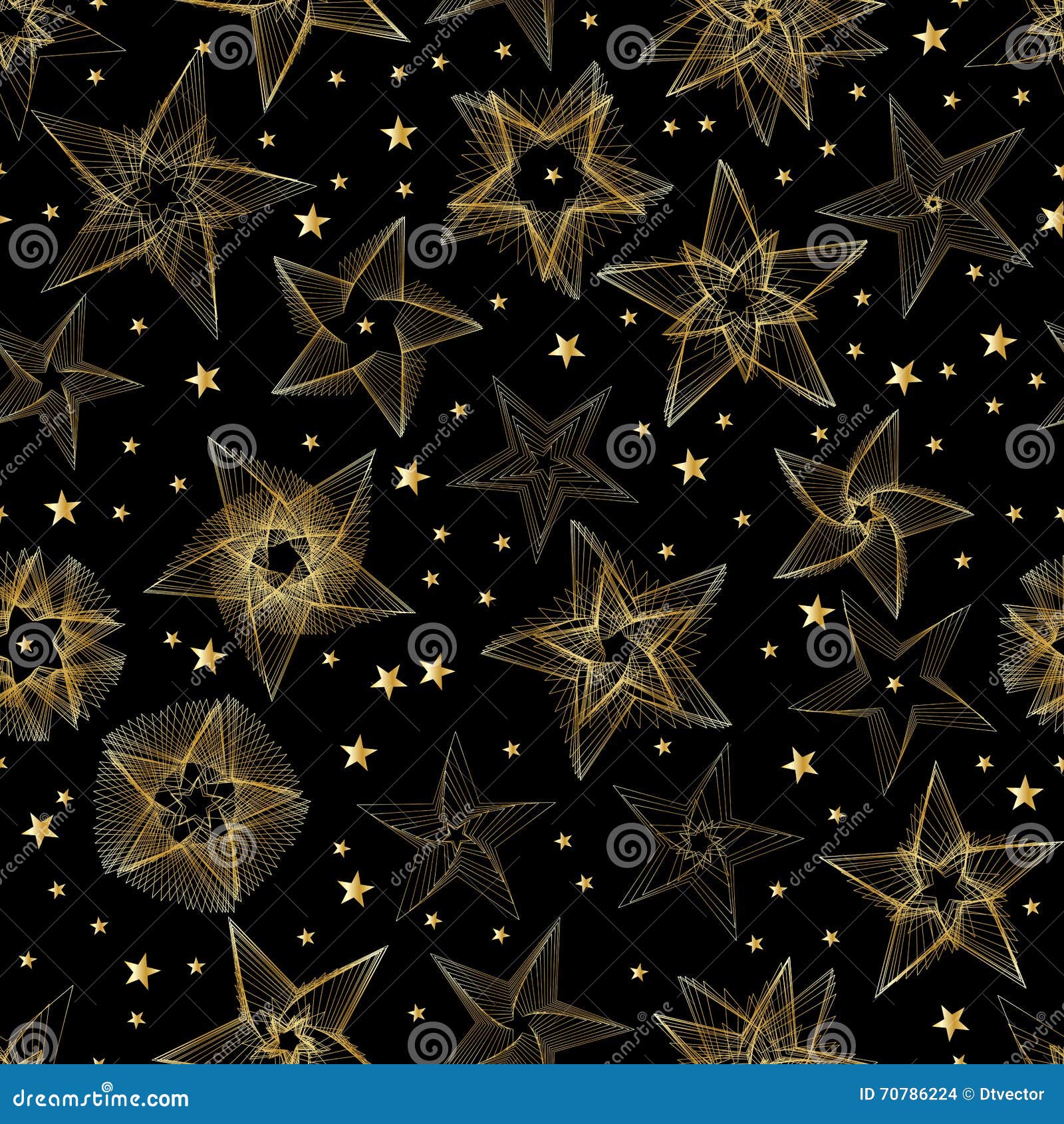 Golden Star Line Random Seamless Pattern Stock Vector - Illustration of ...