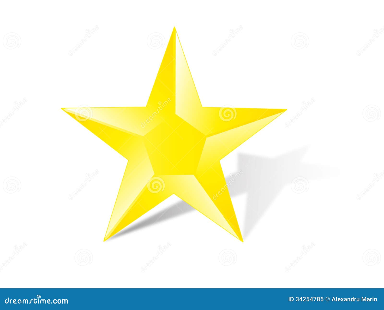 Golden star with shadow stock illustration. Illustration of white ...