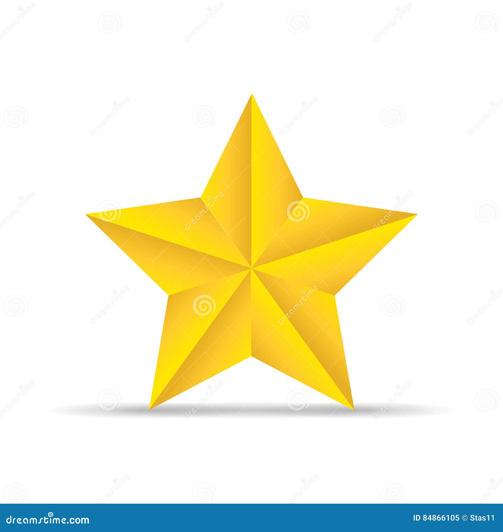 Golden Star with Shadow on a White Backgrond Stock Illustration ...