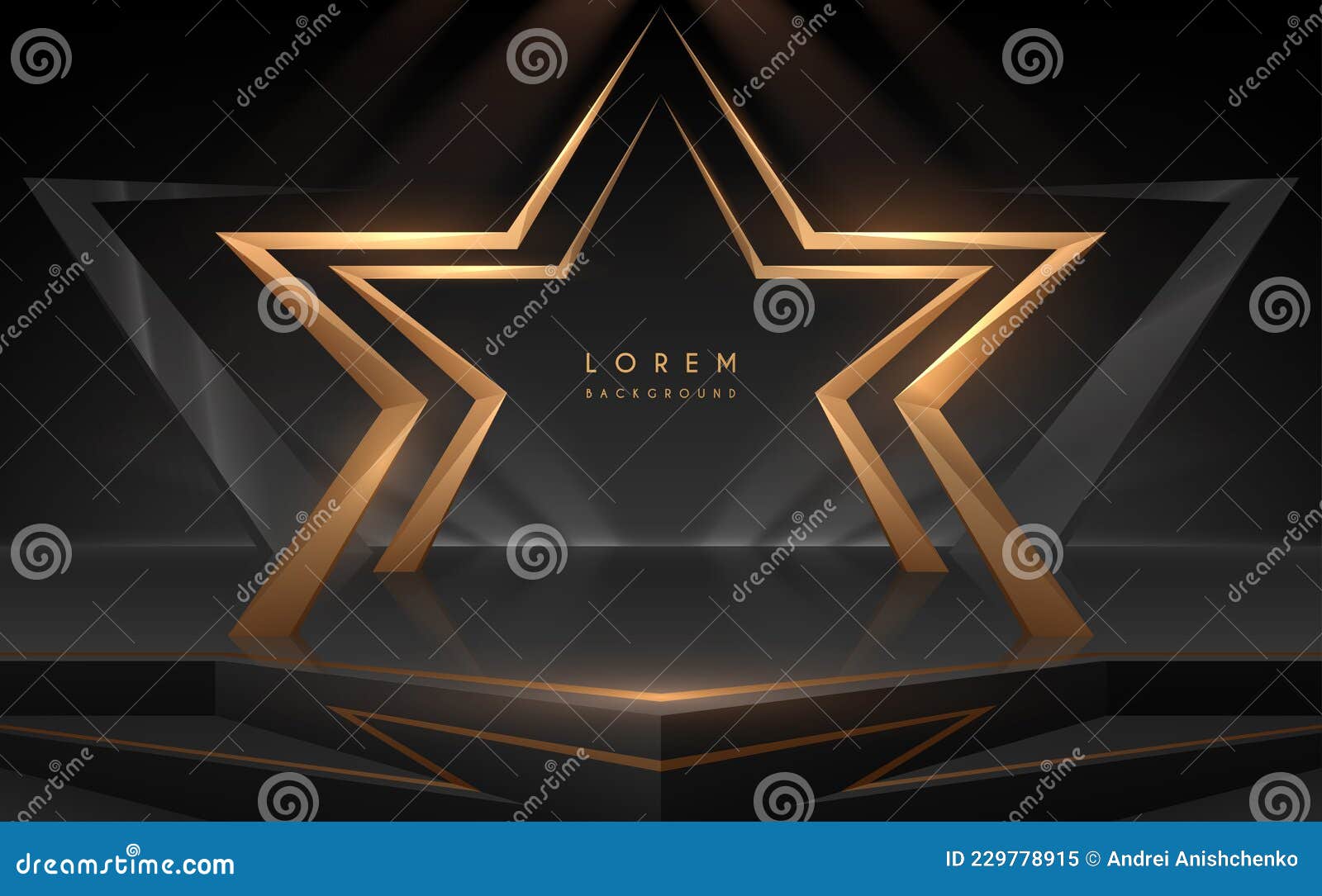 Golden Star Shape Podium with Light Effect Stock Vector - Illustration ...