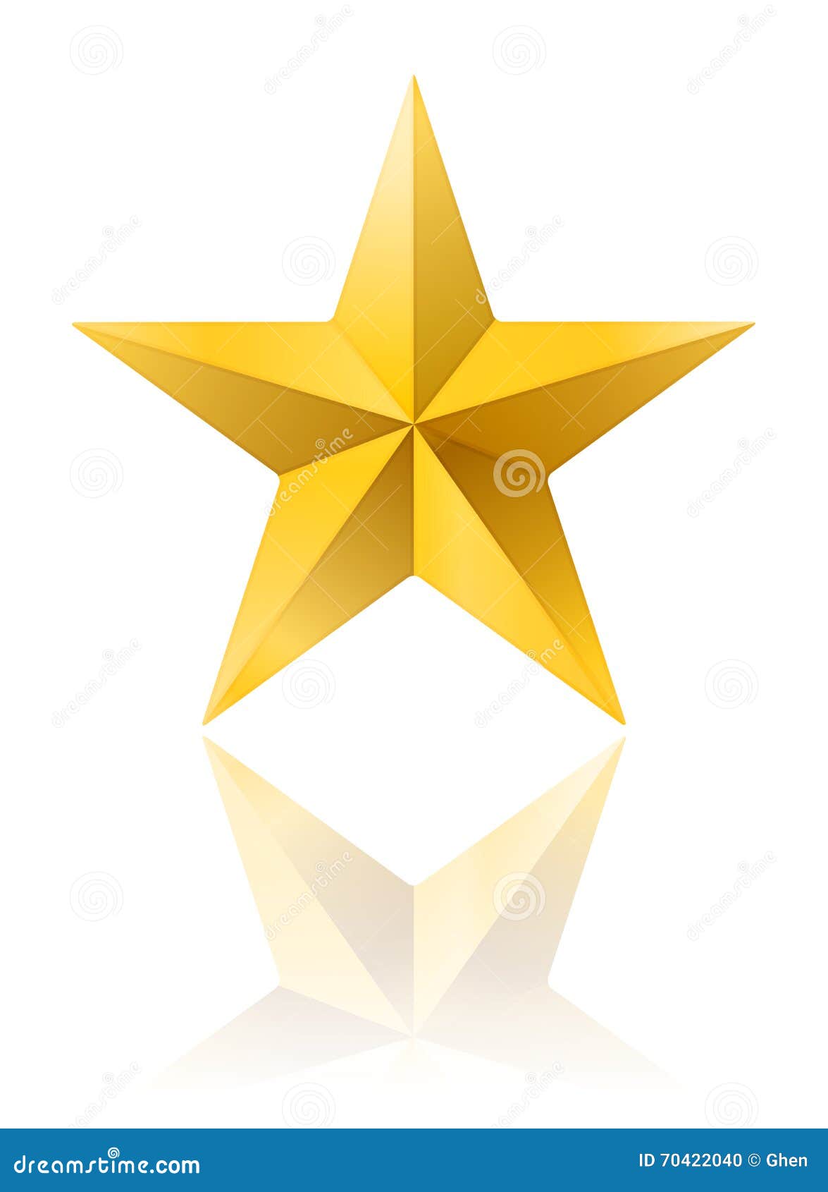 Golden Star Shape on White with Reflection Stock Vector - Illustration ...