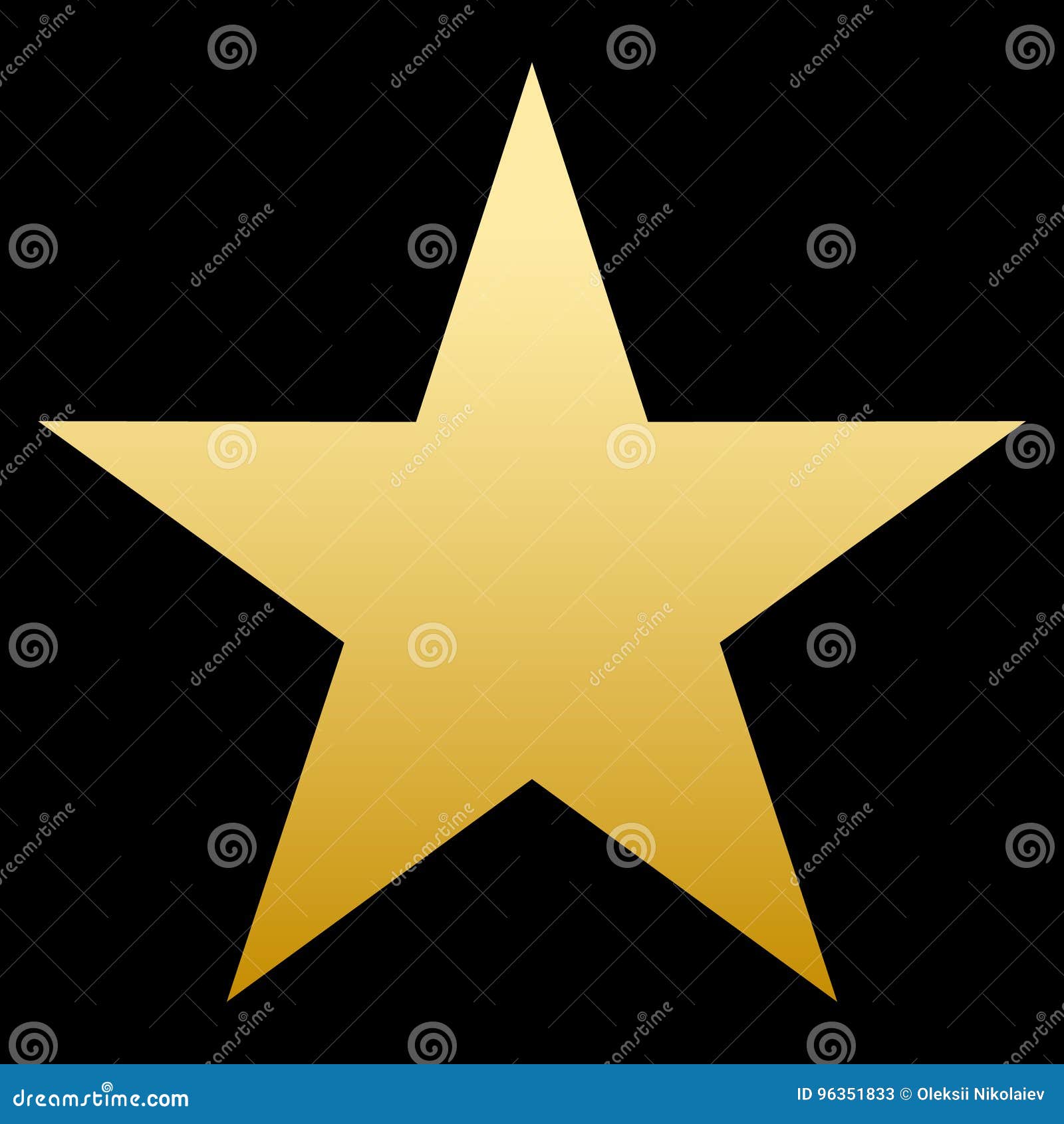 Golden Star. Simple Form. Black Background. Illustration Stock ...