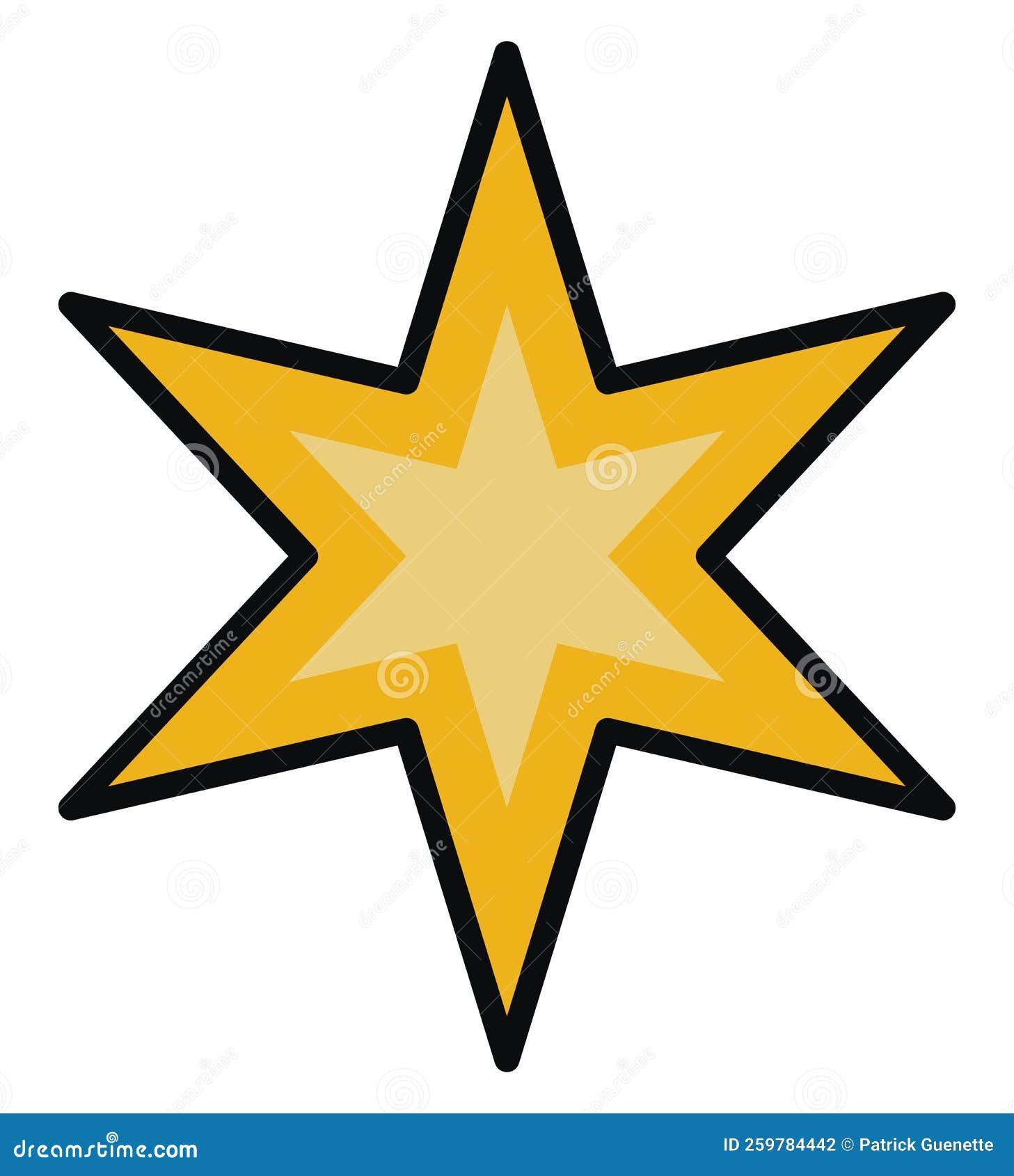 Golden Star with Six Rays, Icon Stock Vector - Illustration of ...