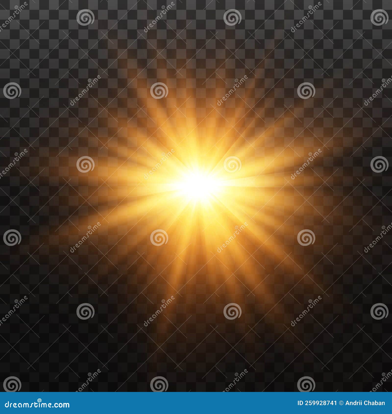 Golden Star, on a Transparent Background, the Effect of Glow and Rays ...