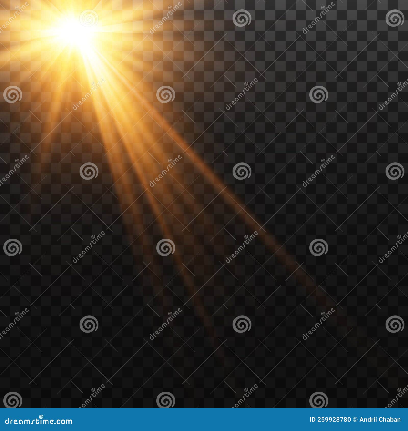 Golden Star, on a Transparent Background, the Effect of Glow and Rays ...