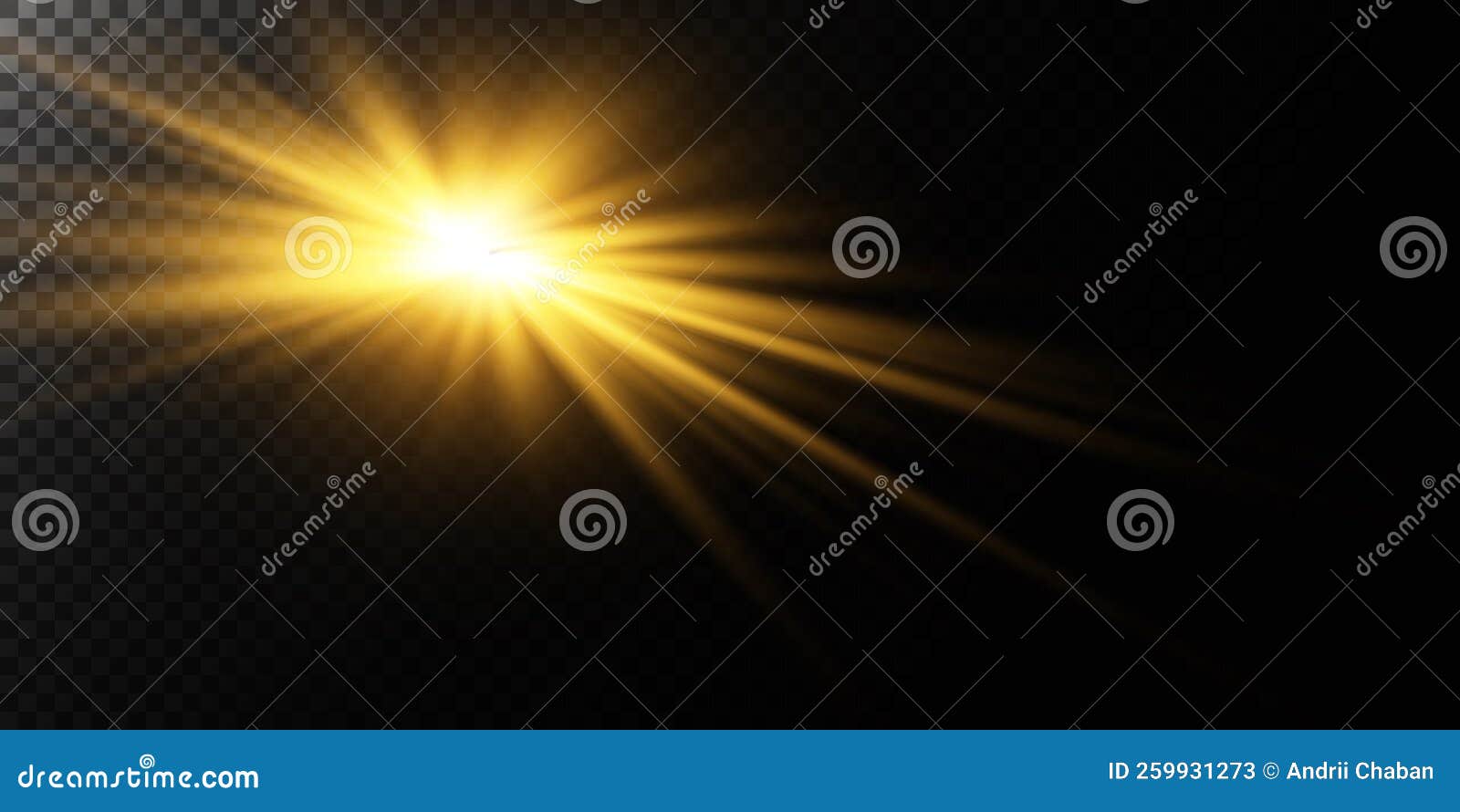 Golden Star, on a Transparent Background, the Effect of Glow and Rays ...