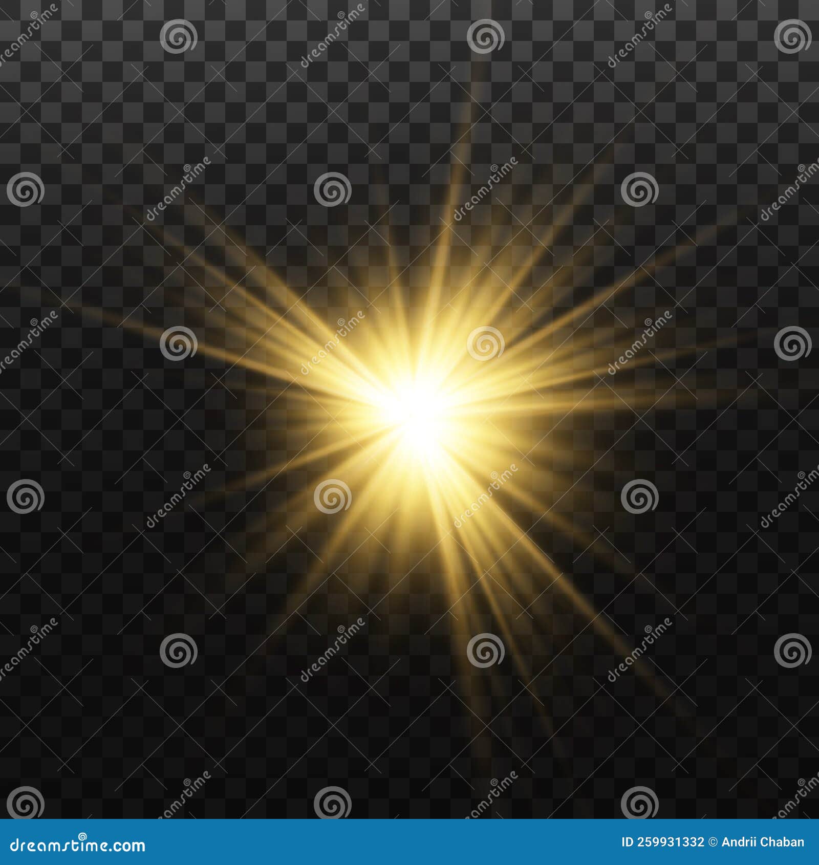 Golden Star, on a Transparent Background, the Effect of Glow and Rays ...