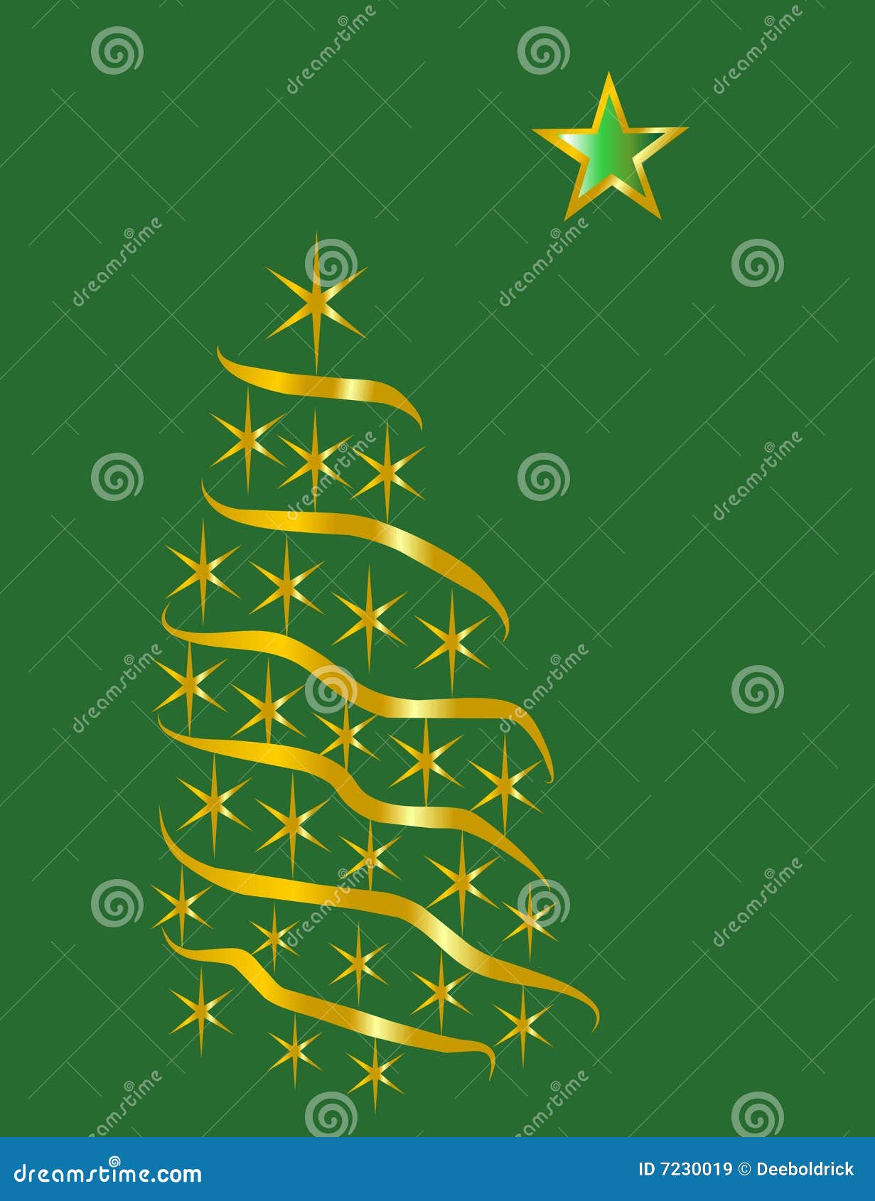 Golden star tree stock vector. Illustration of card, holiday - 7230019