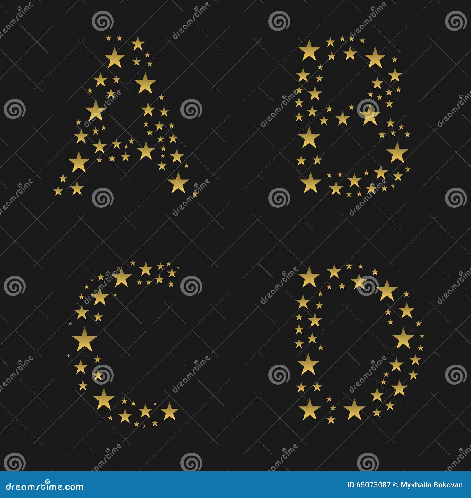 Stars Alphabet Hand Drawn Celestial Letters Collection Cartoon Vector ...