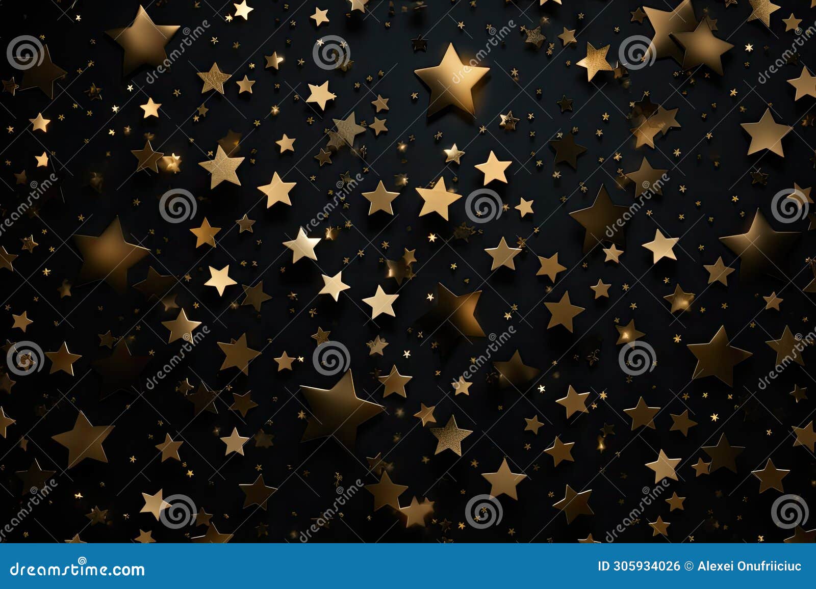 Golden Stars Are On A Black Background Stock Illustration