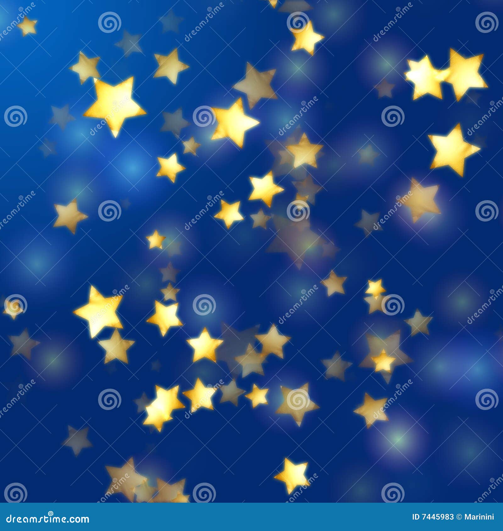 Golden stars in blue stock illustration. Illustration of color - 7445983