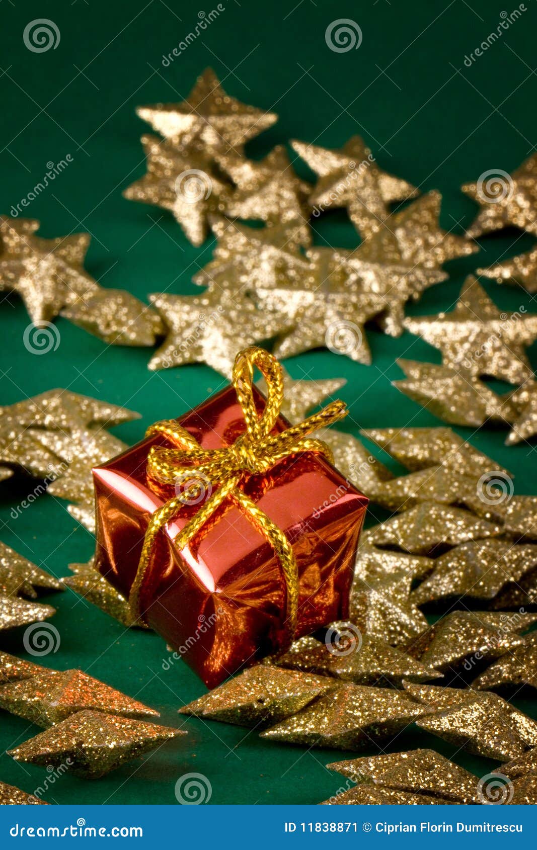 Golden stars and gift stock image. Image of winter, xmas - 11838871
