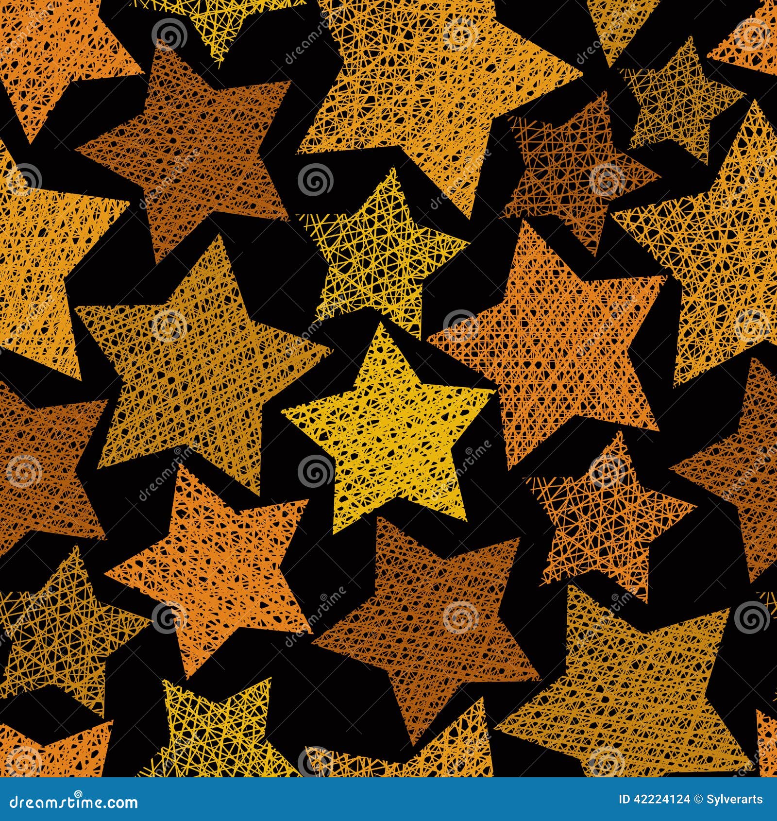 Golden Stars Seamless Pattern, Vector Repeating Background with Stock ...