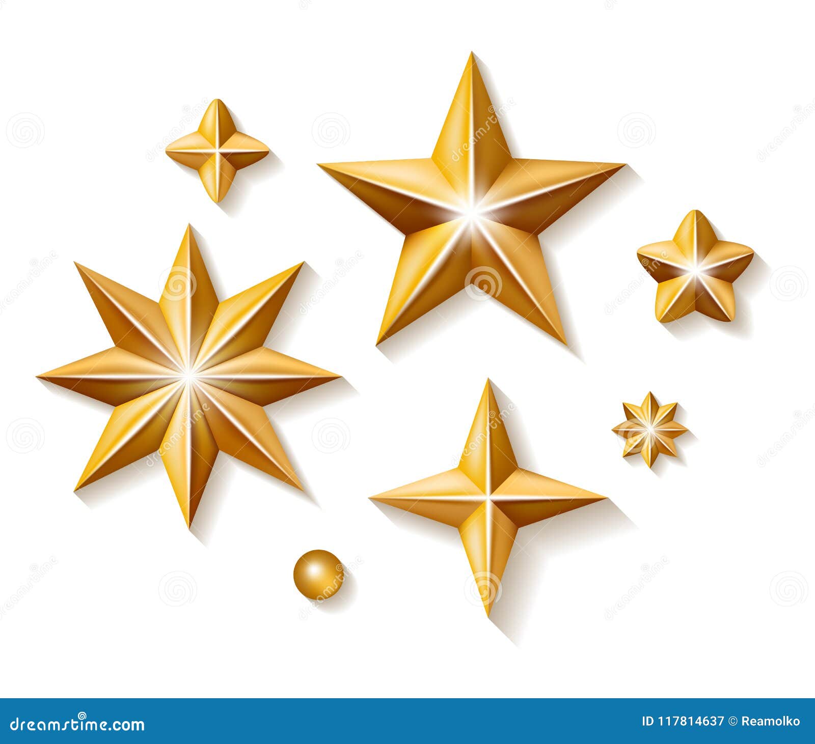 Golden Stars Set Vector Illustration. Stock Vector - Illustration of ...