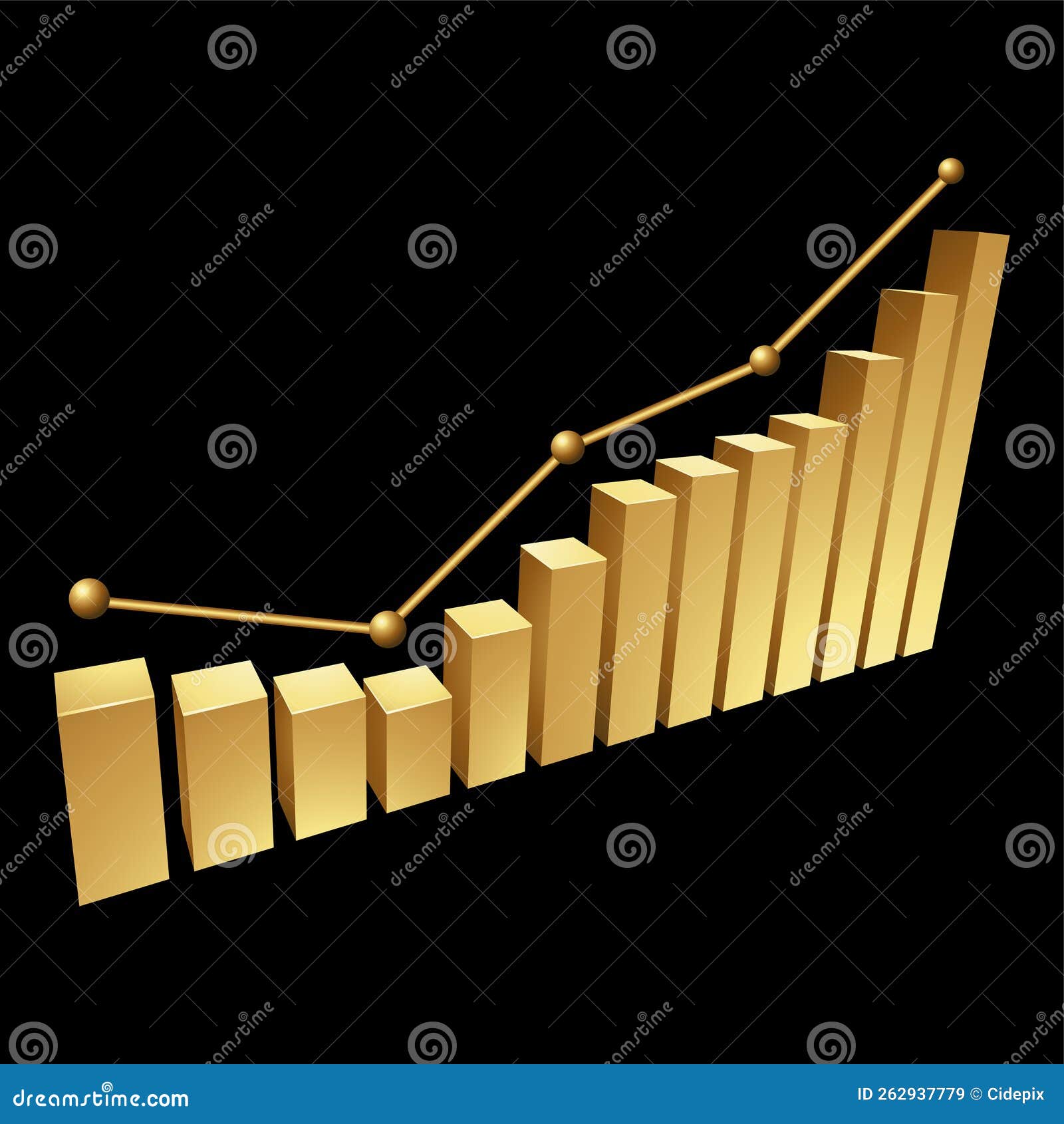 Golden Stat Bars on Black Background Stock Vector - Illustration of ...