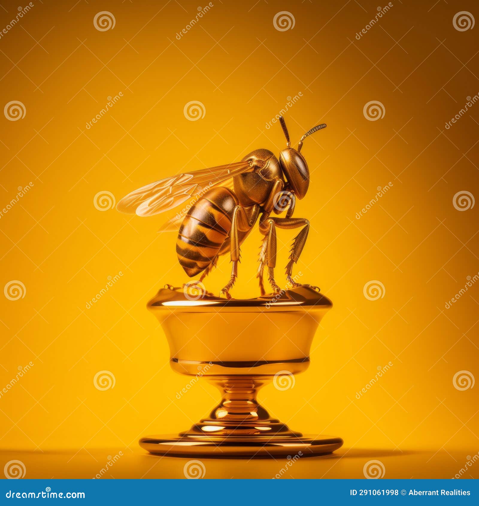 A Golden Statue of a Bee on Top of a Pedestal Stock Illustration ...