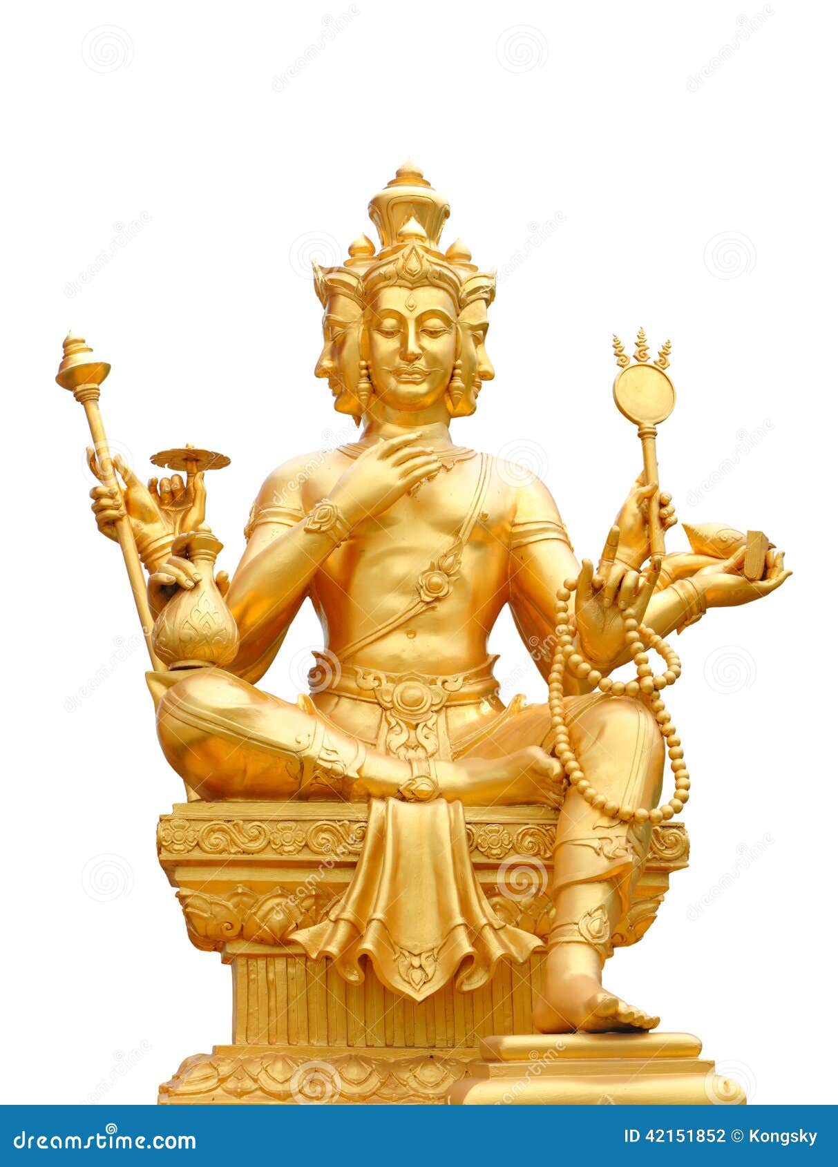 Golden Statue of Brahma Isolated with Clipping Path. Stock Photo ...