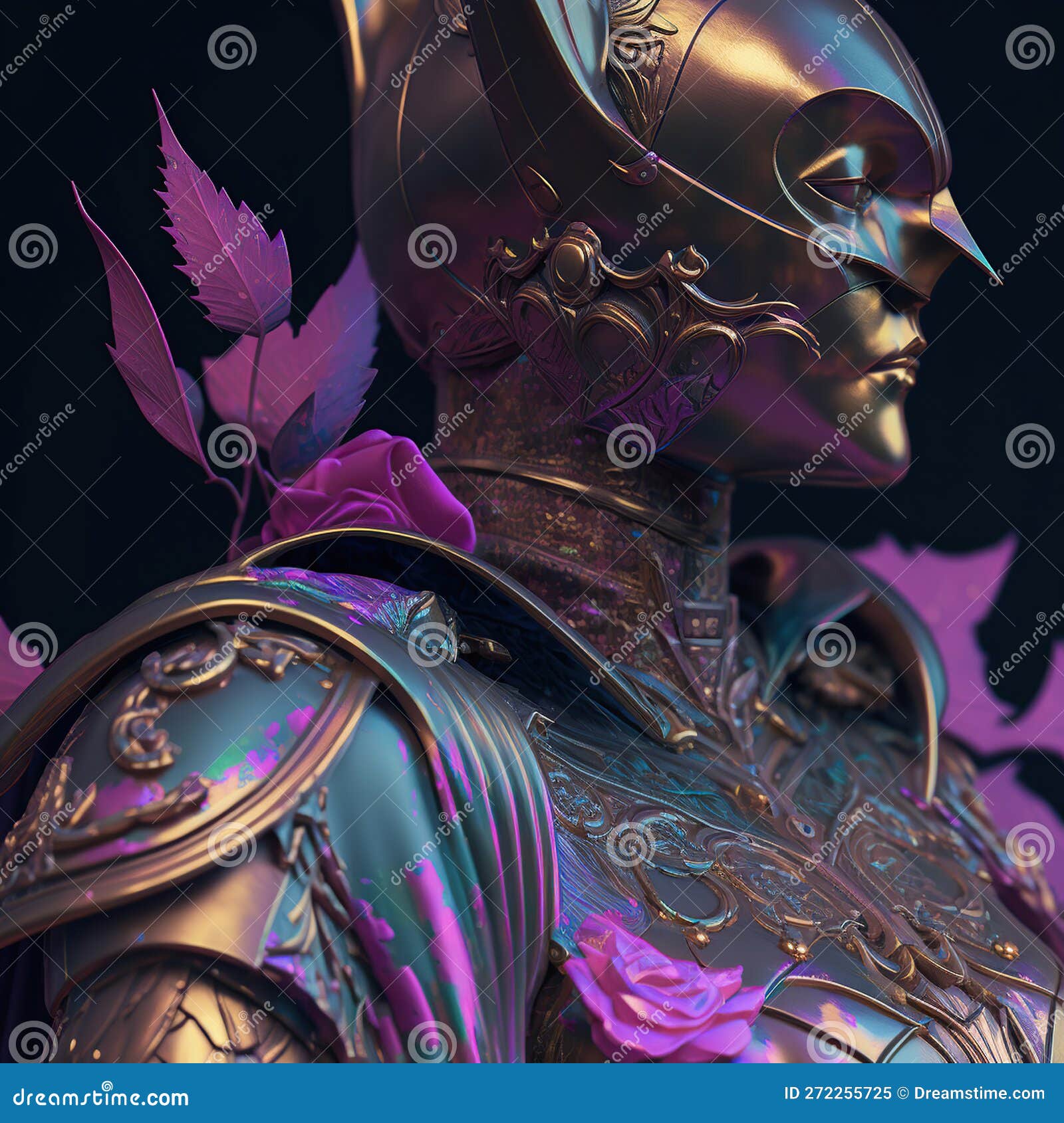 The Golden Statue Concealing Its Face with a Mask, Generative Ai Stock ...