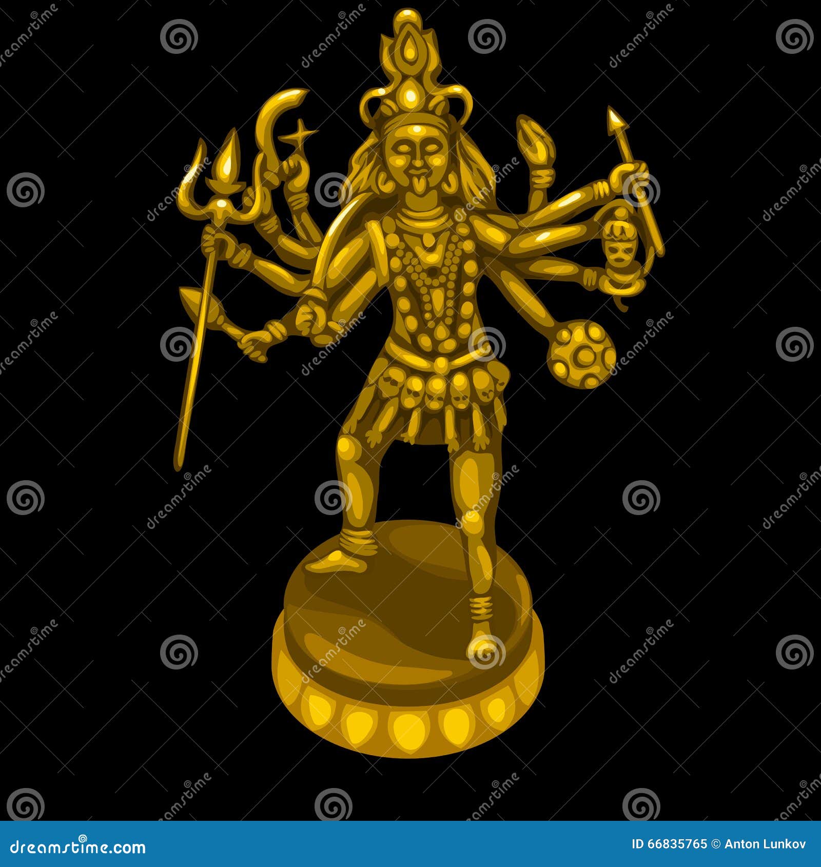 A Golden Deity Possibly A Buddha Or Bodhisattva Sits In Meditation On A ...