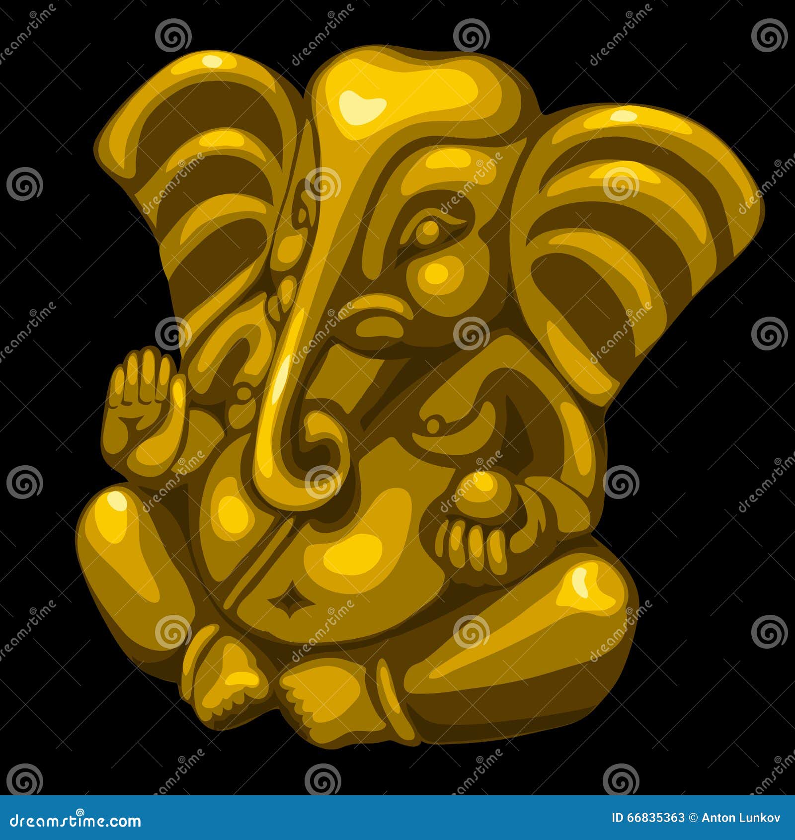 Golden Statue Of The Humpbacked Horse Isolated On White Background ...