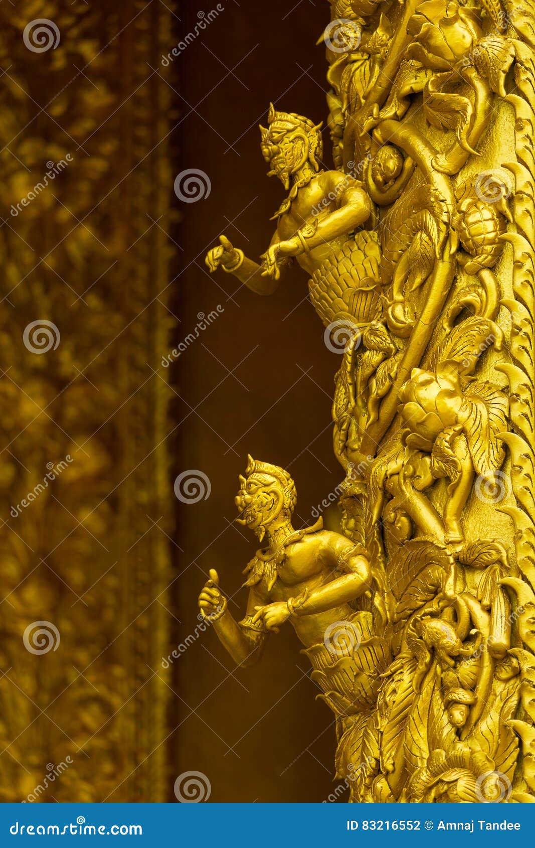 Golden Statue Human Thai Style Decoration Stock Photo - Image of ...