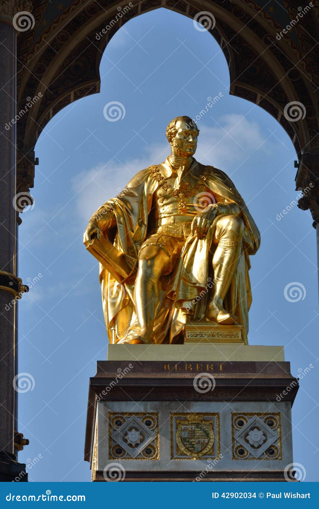 Golden Statue of Prince Albert Stock Photo - Image of british, golden ...