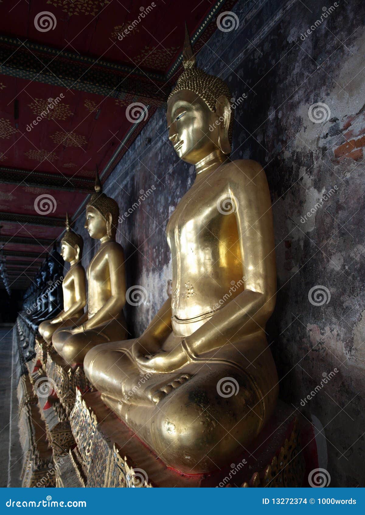 Golden Statues in a Buddhist Temple Stock Photo - Image of architecture ...