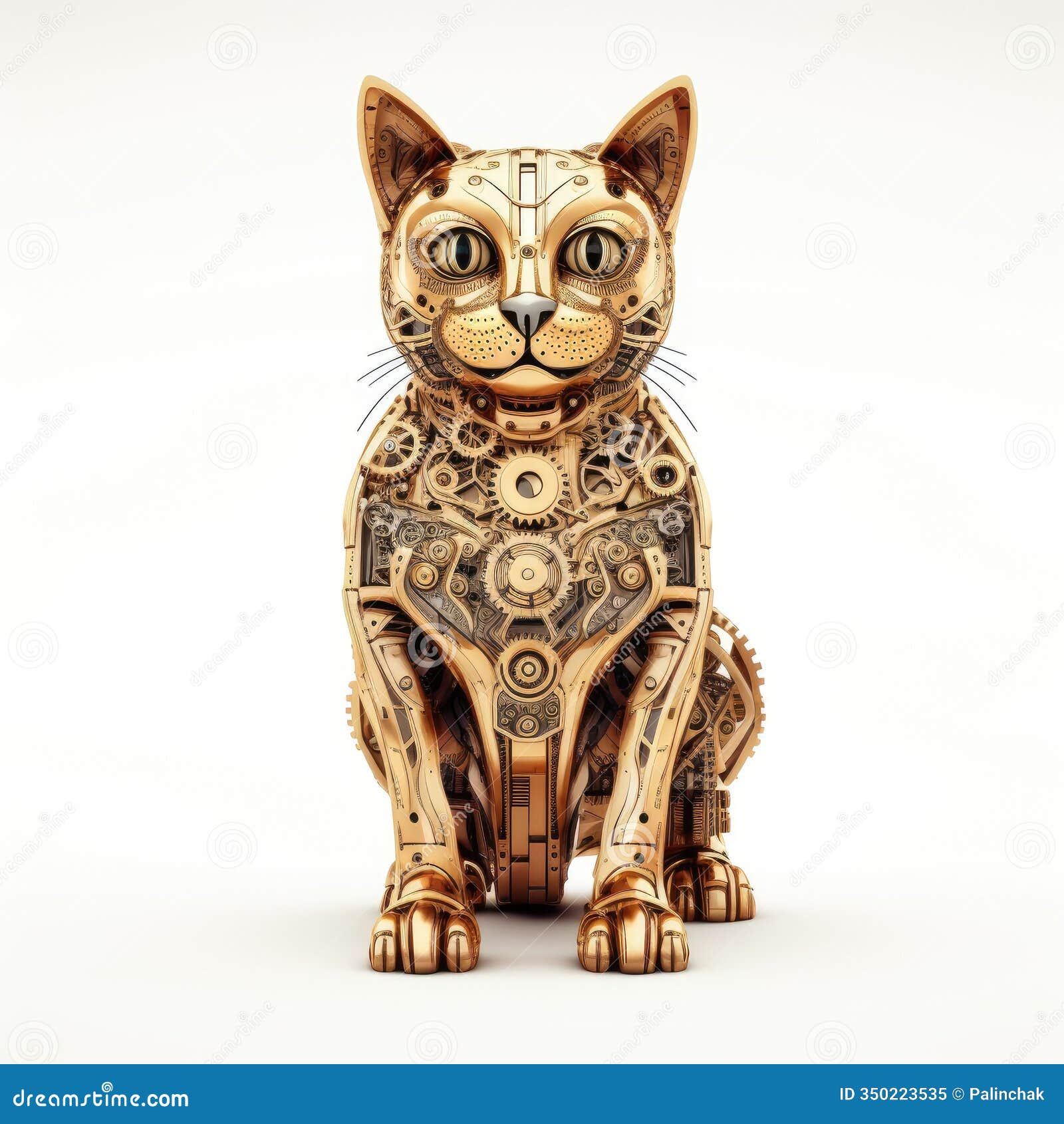 Golden Steampunk Cat stock illustration. Illustration of whimsical ...