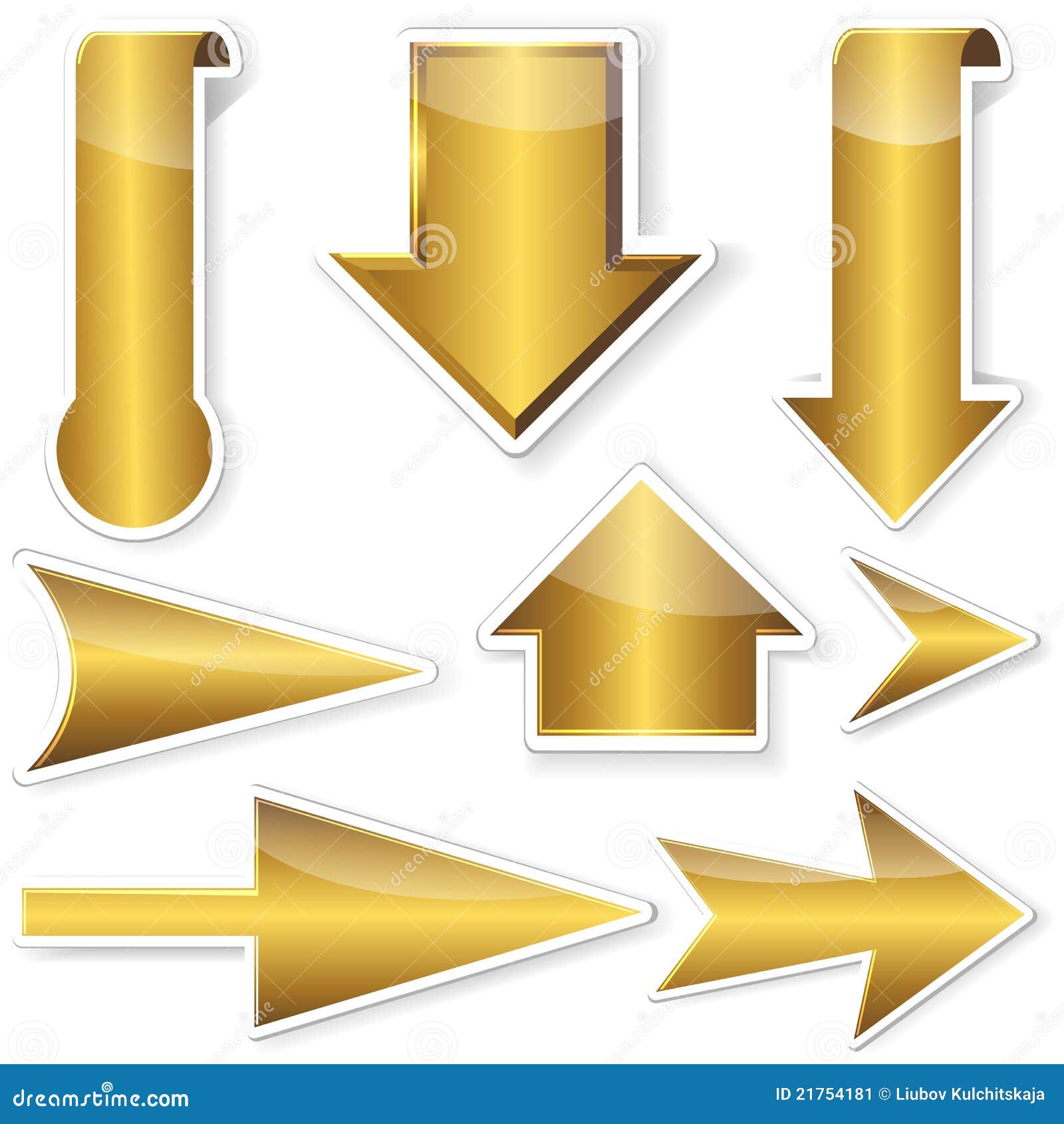 Golden Stickers from Arrows. Stock Vector - Illustration of border ...