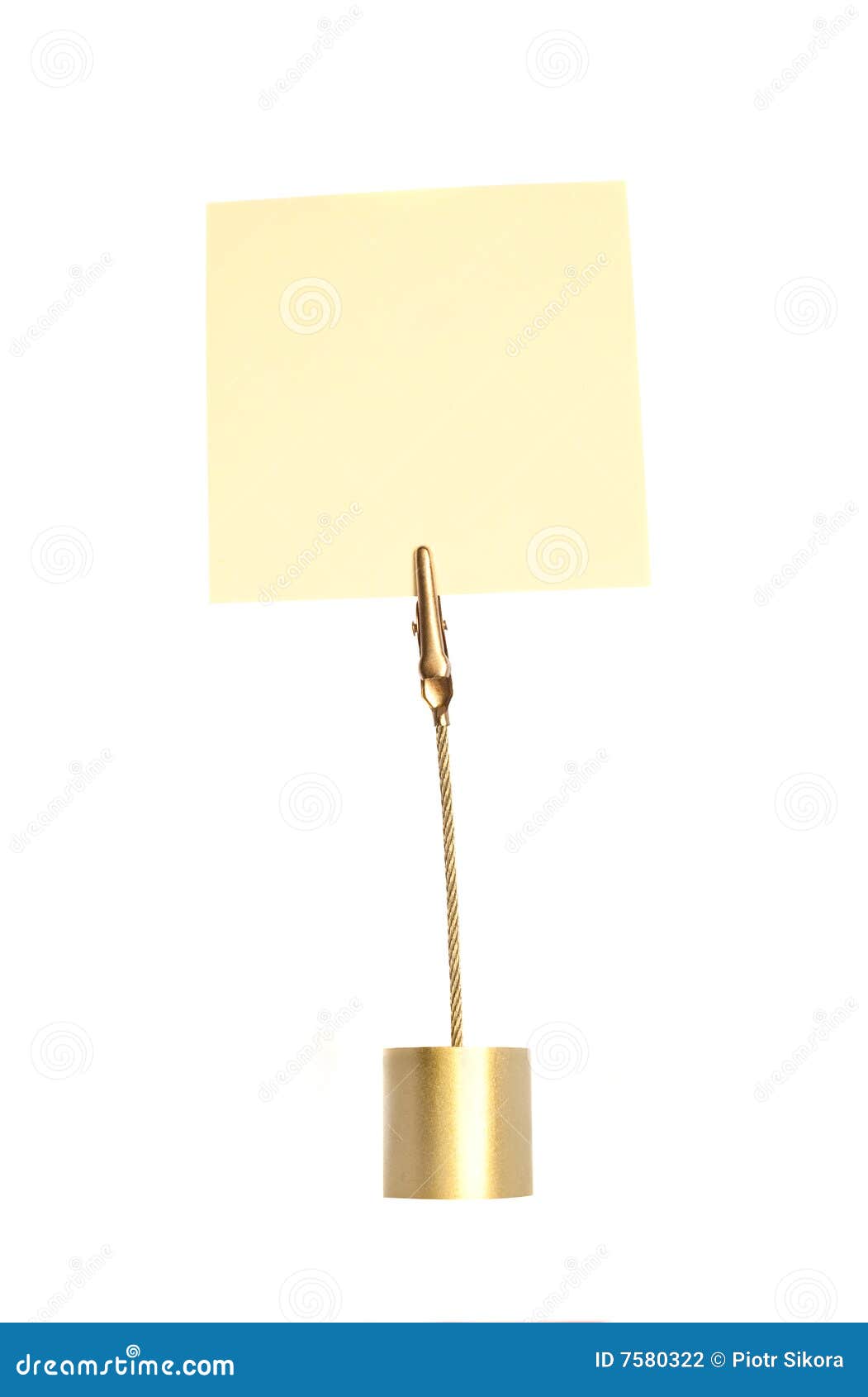 Golden sticky holder stock photo. Image of reminder, blank - 7580322