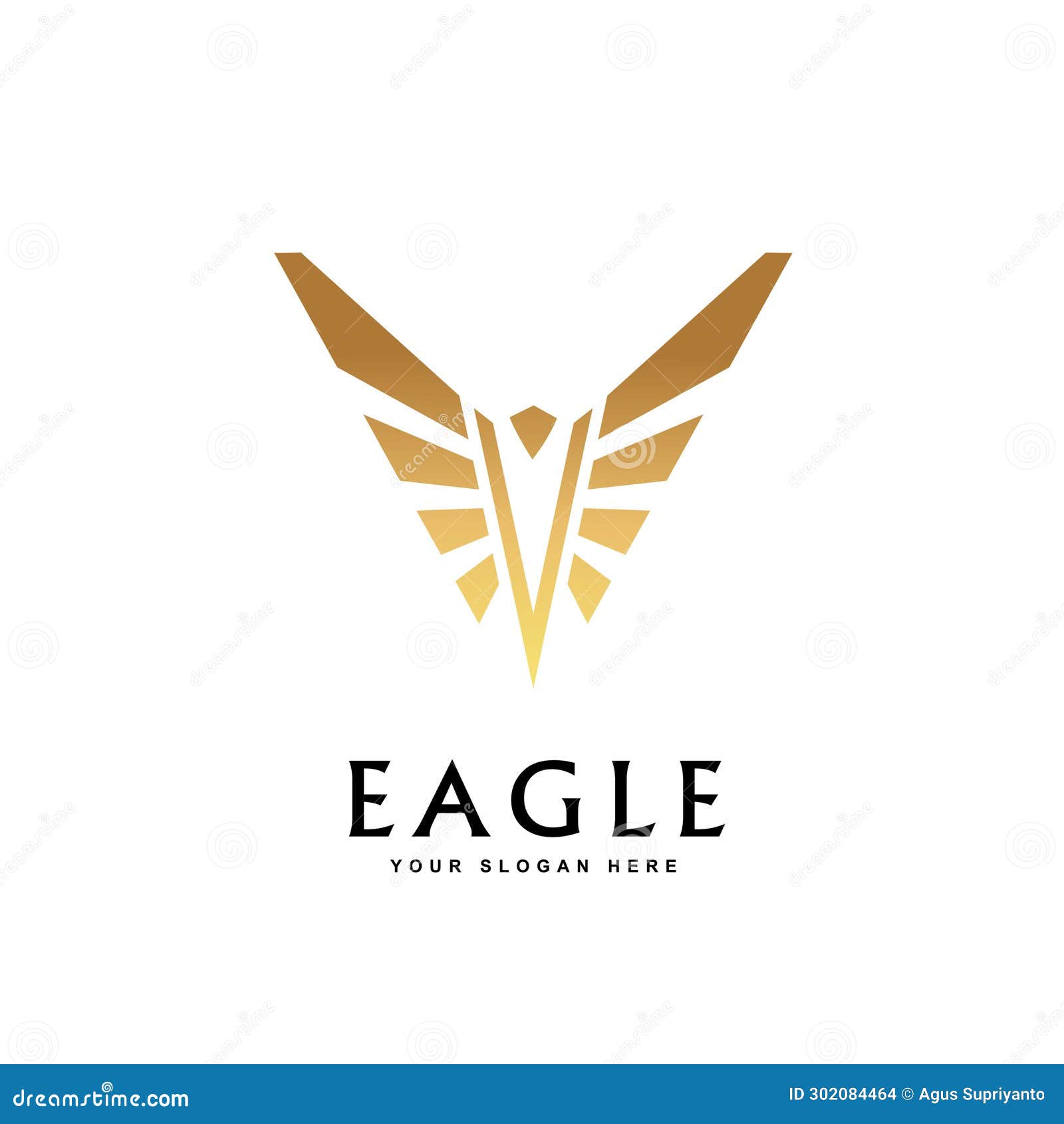 Golden Strong Eagle Hawk Falcon Monogram Badge Stock Illustration ...