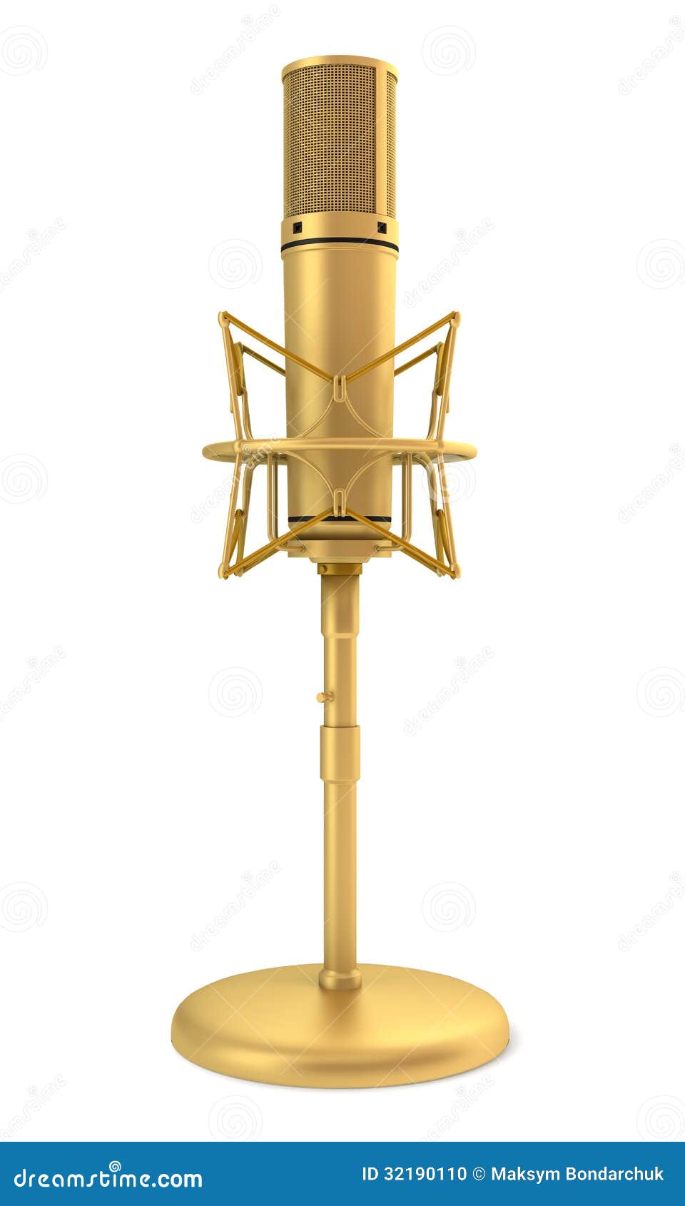 Golden Studio Microphone Isolated on White Stock Illustration ...