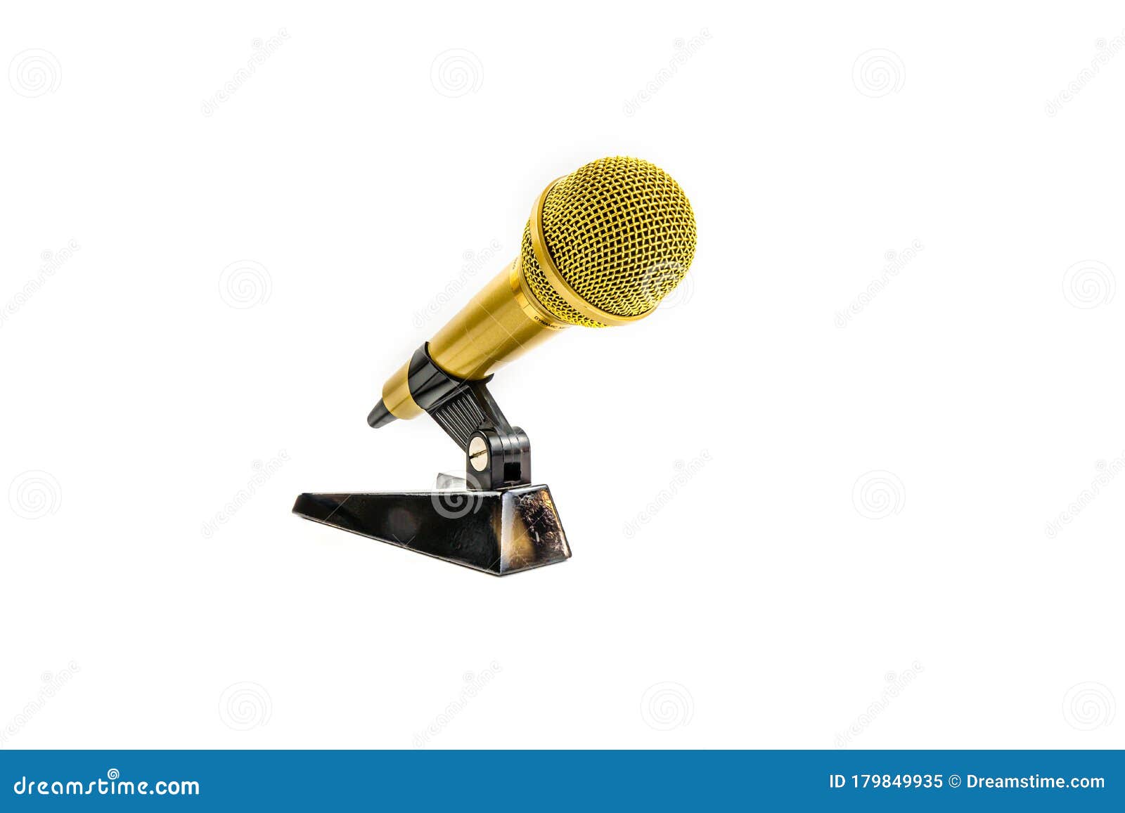 Golden Studio Microphone on Th White Table Stock Image - Image of ...