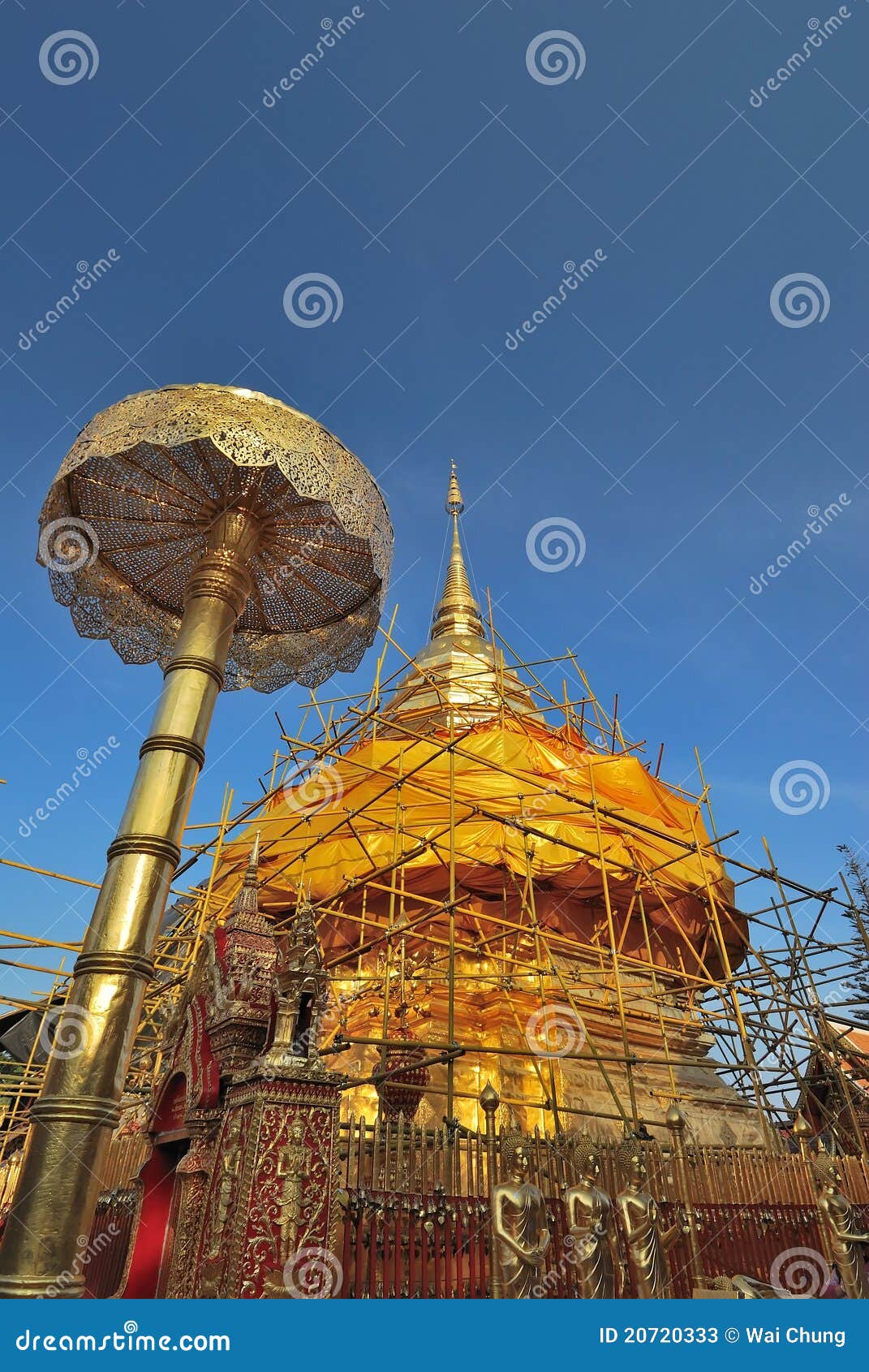 Golden Stupa and Umbrella Structure Stock Image - Image of gold ...