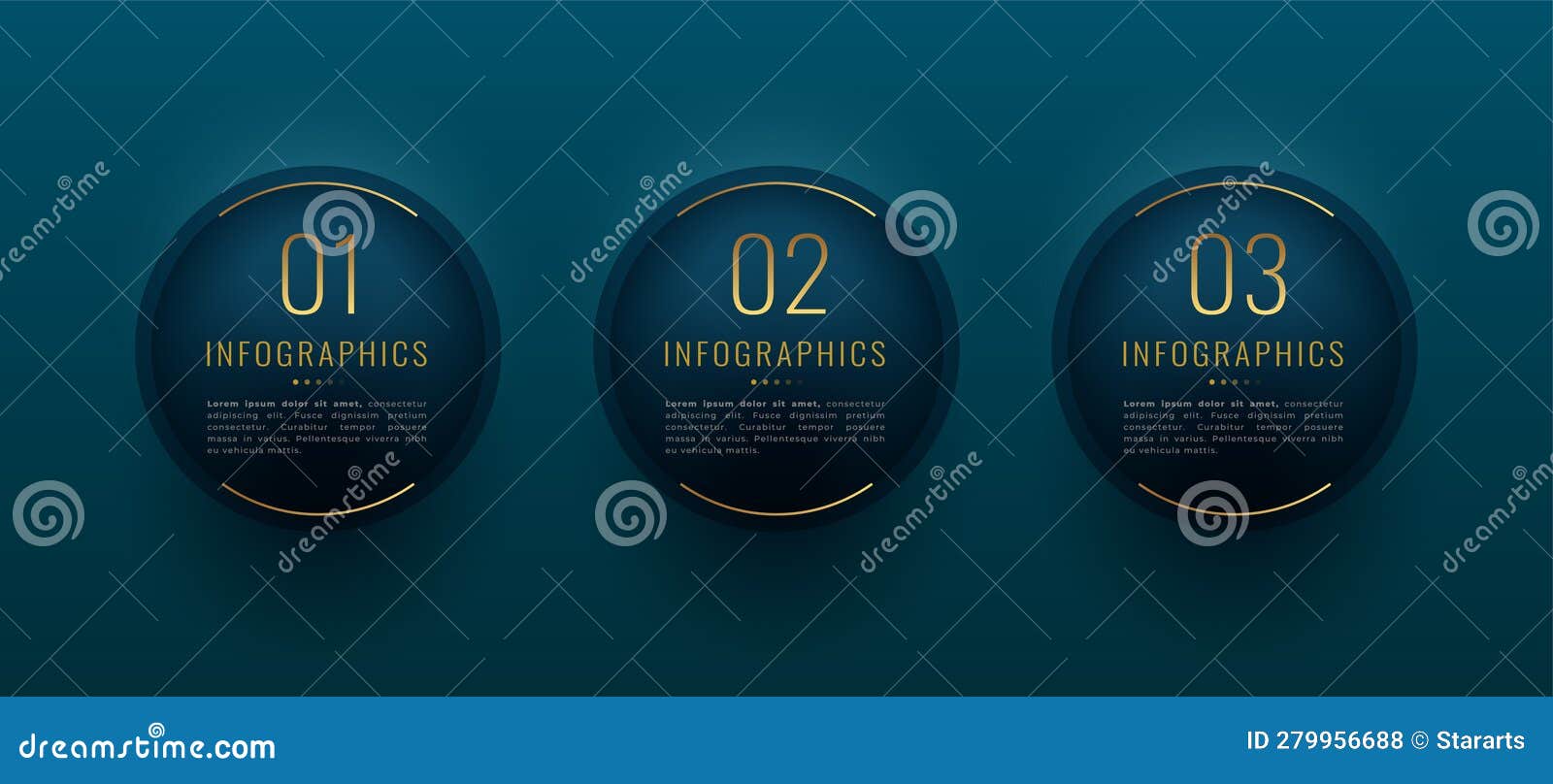 Golden Style 3 Step or Option Business Marketing Template Stock ...