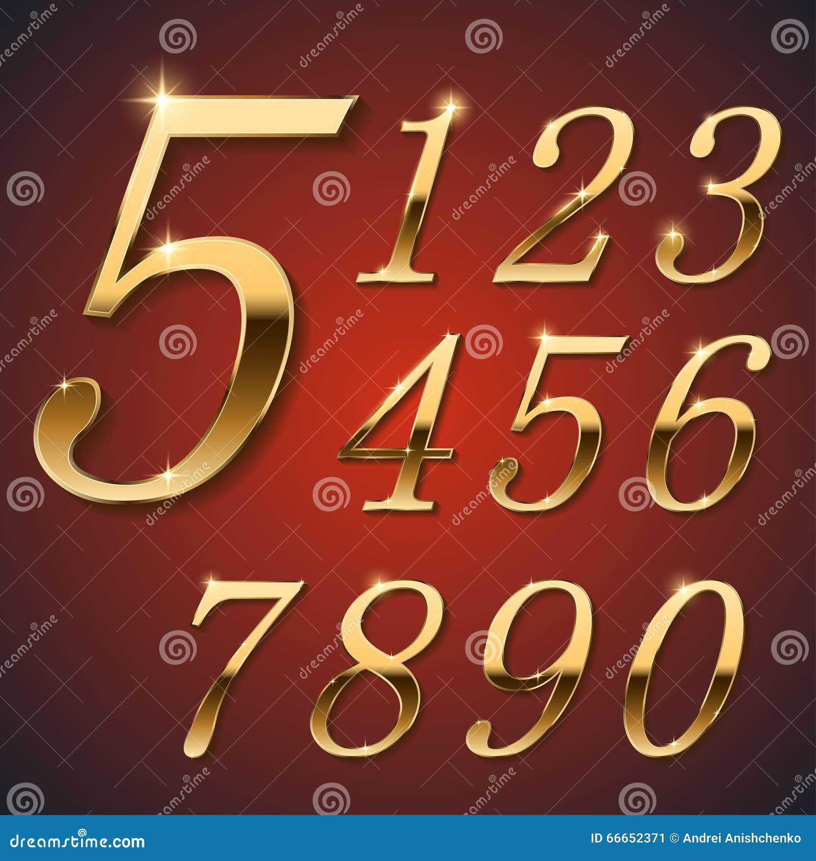Golden stylish digits stock vector. Illustration of elegant - 66652371