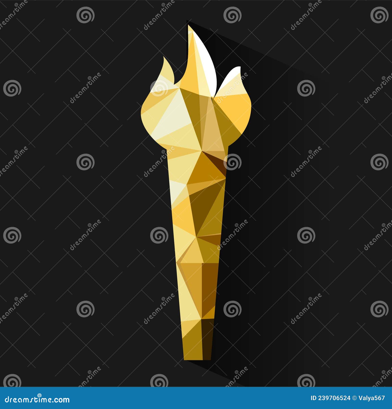 Golden Stylized Torch. Flaming Torch Symbol Stock Vector - Illustration ...
