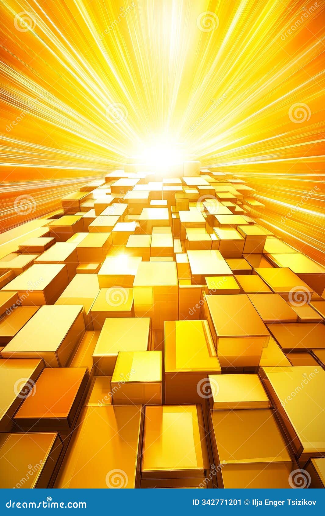 Golden Success Path Abstract Background Design with Shiny Cubes and ...