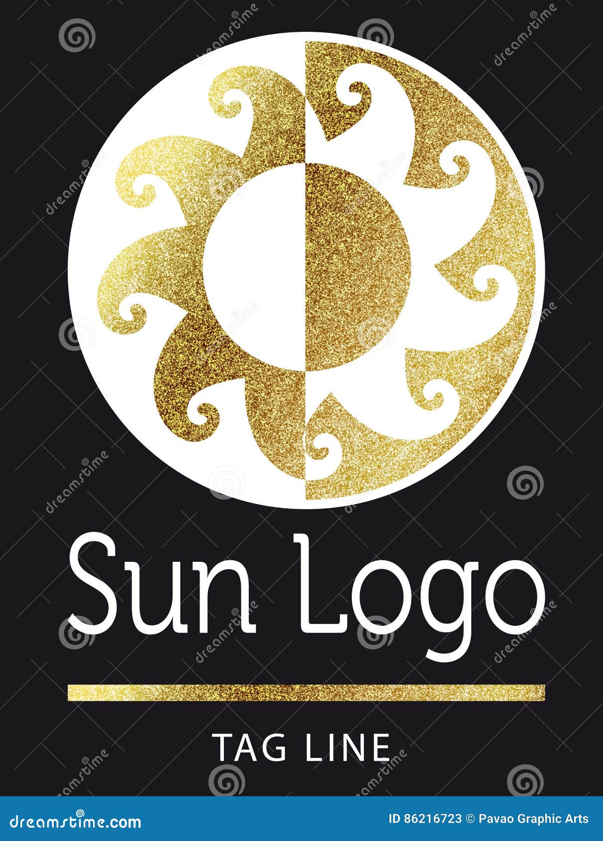 Golden sun logo stock vector. Illustration of modern - 86216723