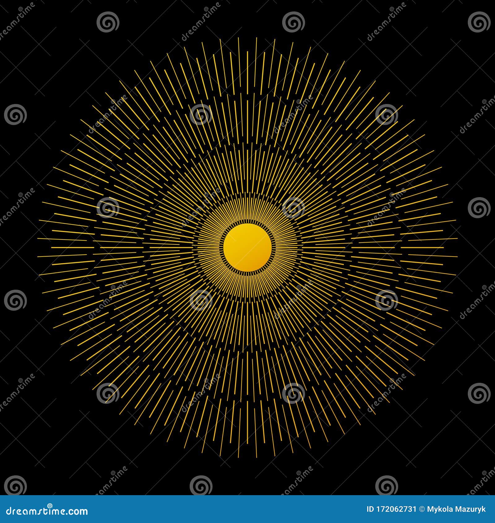Golden Sun with Radial Line As Icon or Logo Stock Vector - Illustration ...