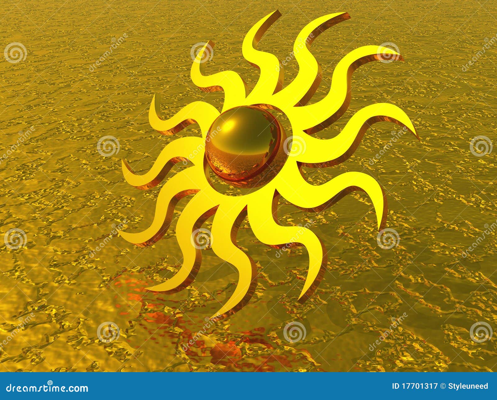 Golden sun symbol 3D 03 stock illustration. Illustration of oneness ...